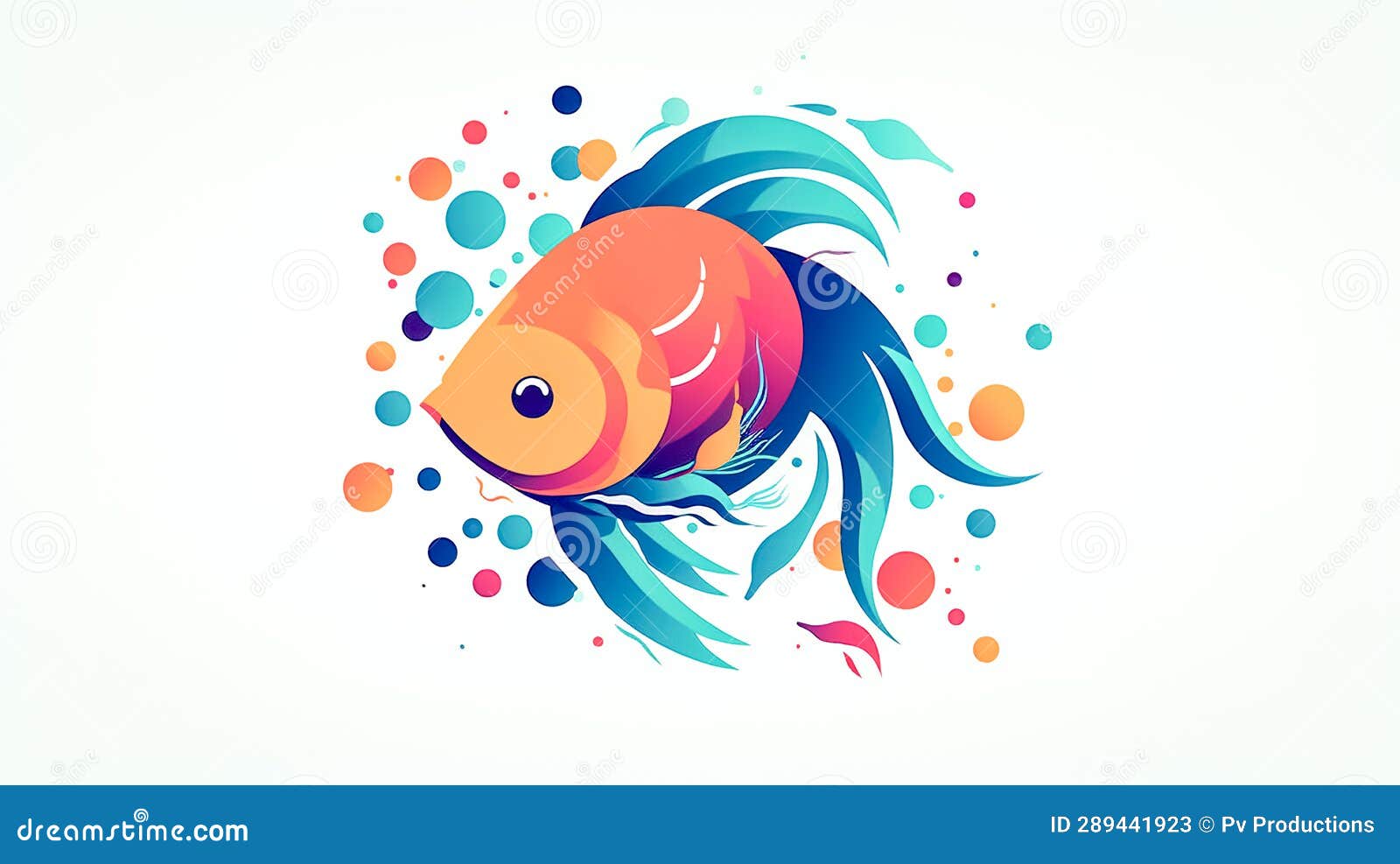 Multicolored Fish Flat Design Logo, Generative AI. Stock Illustration ...