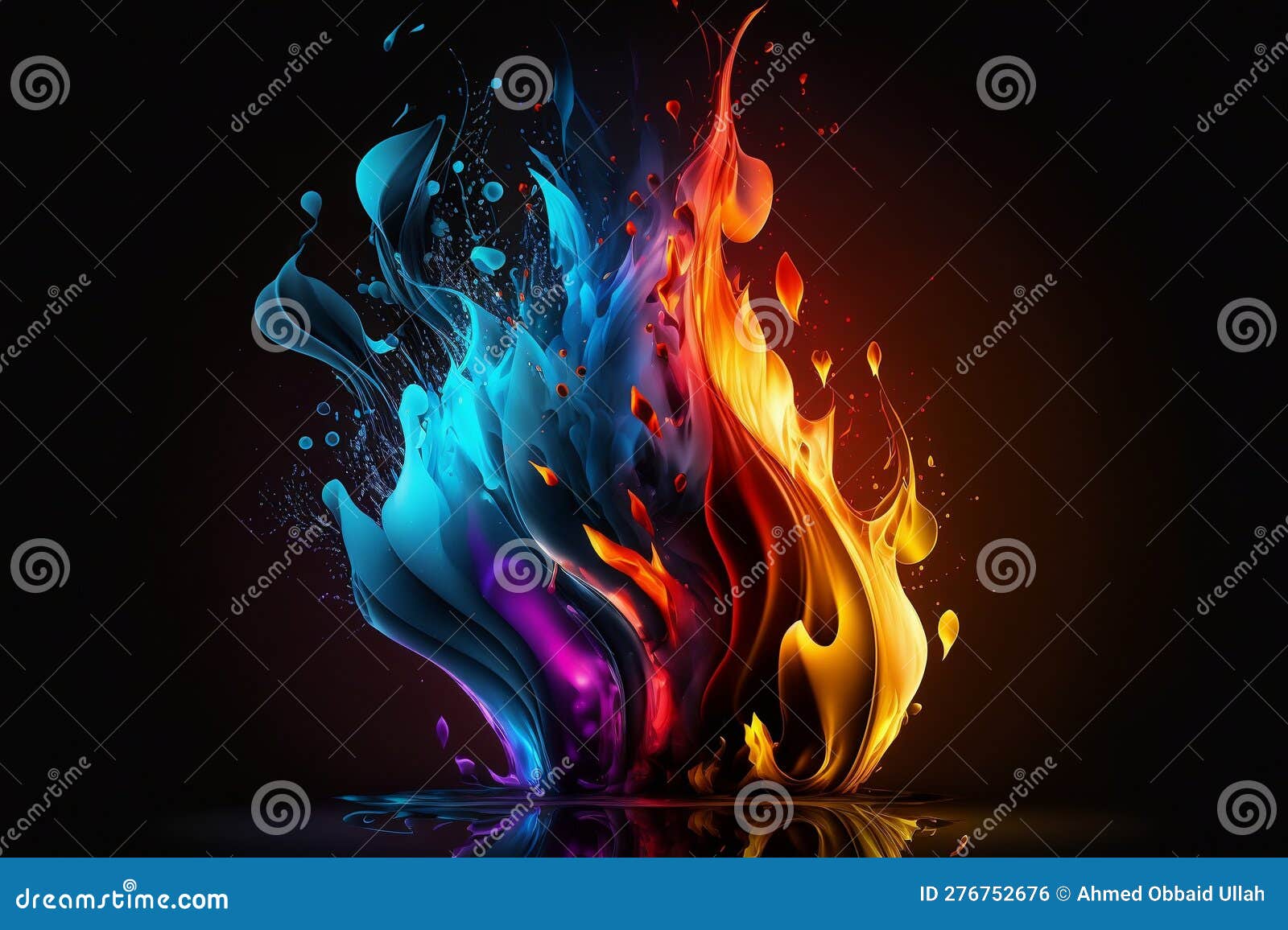 Multicolored Flames with Glowing Light Particles, Generative Ai Stock ...