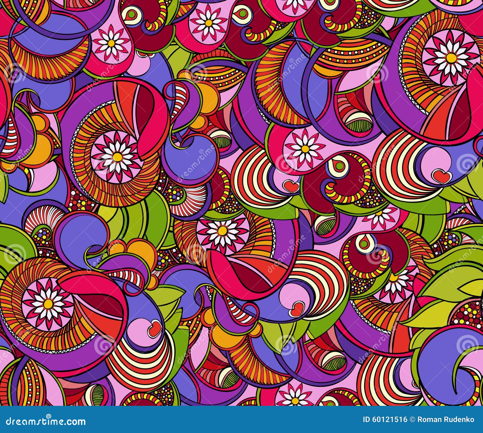 Multicolored Floral Seamless Texture, Waves. Elegance Background Stock ...