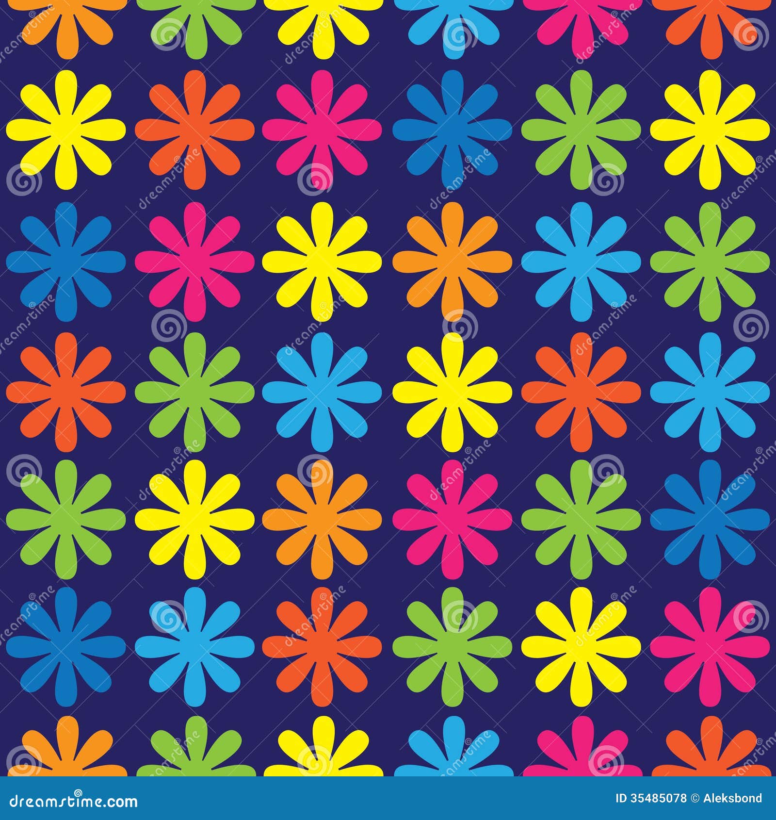 Multicolored Flowers of Seamless Pattern Stock Vector - Illustration of ...
