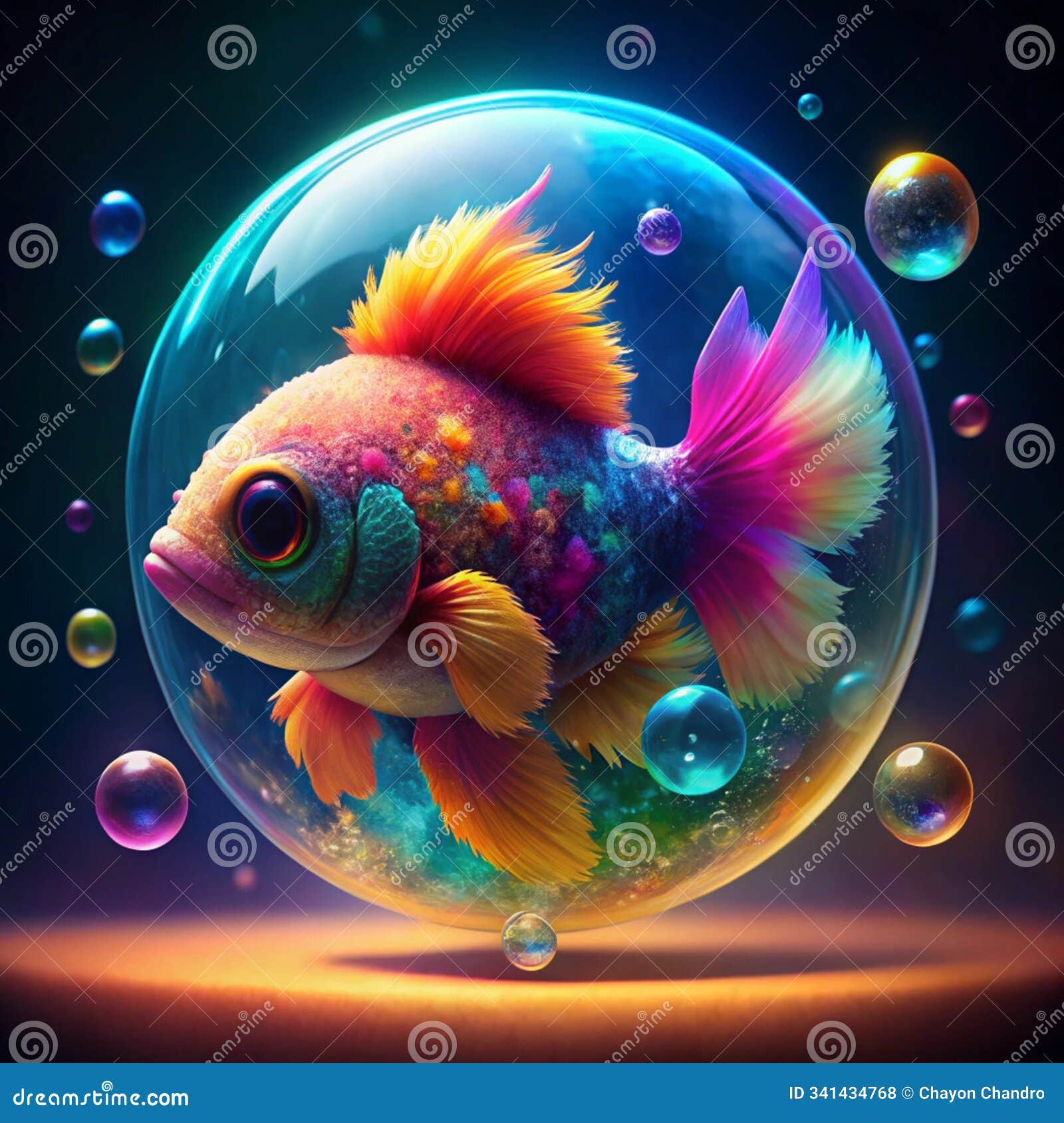 Multicolored Fluffy Fish Bubbles for Aquarium Stock Illustration ...