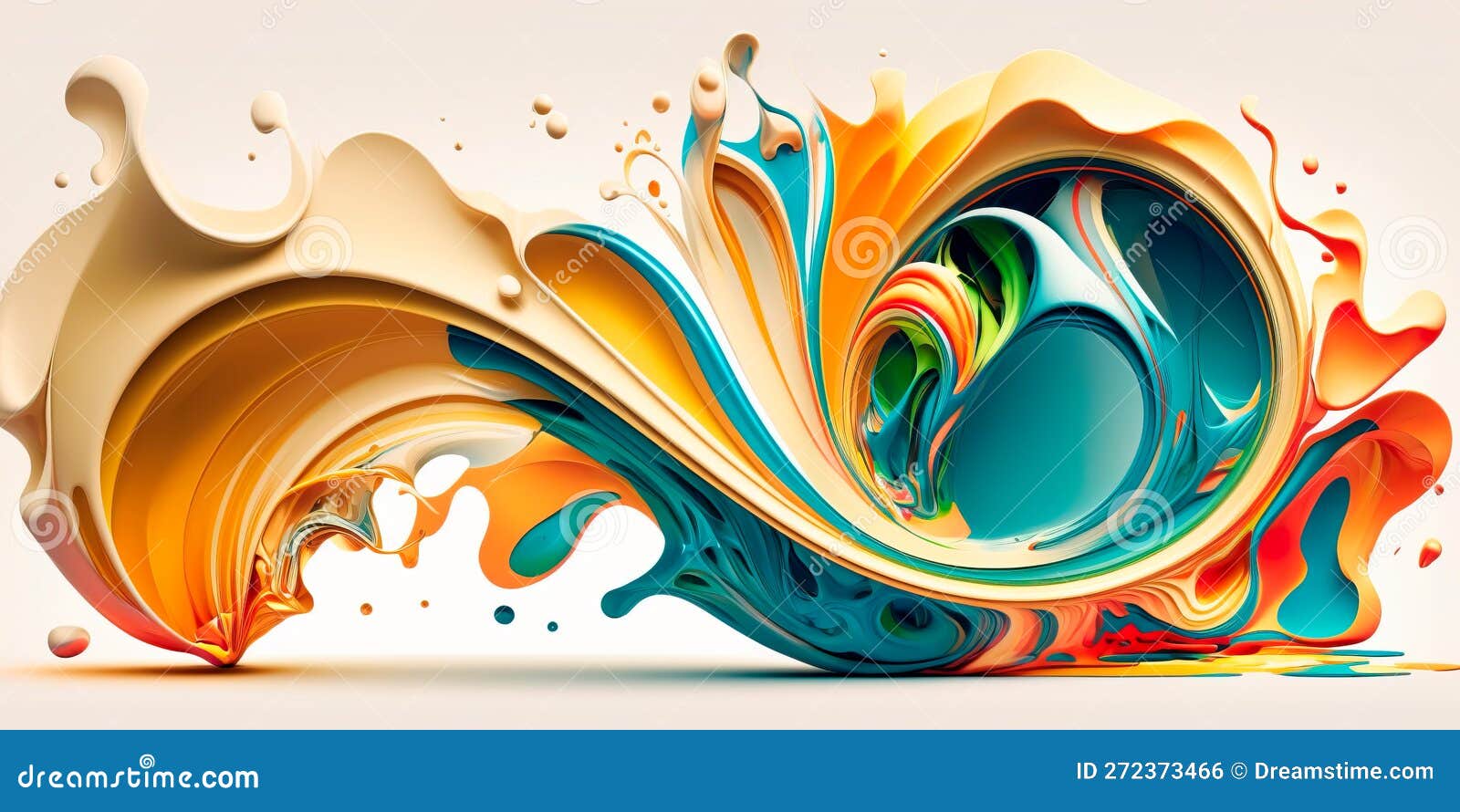Multicolored Fluid Splash, Swirl on White. Luxury Multicolored Flow ...