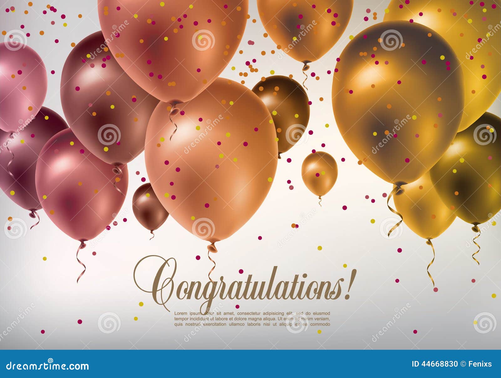 Multicolored Flying Balloons End Confetti Stock Vector - Illustration ...