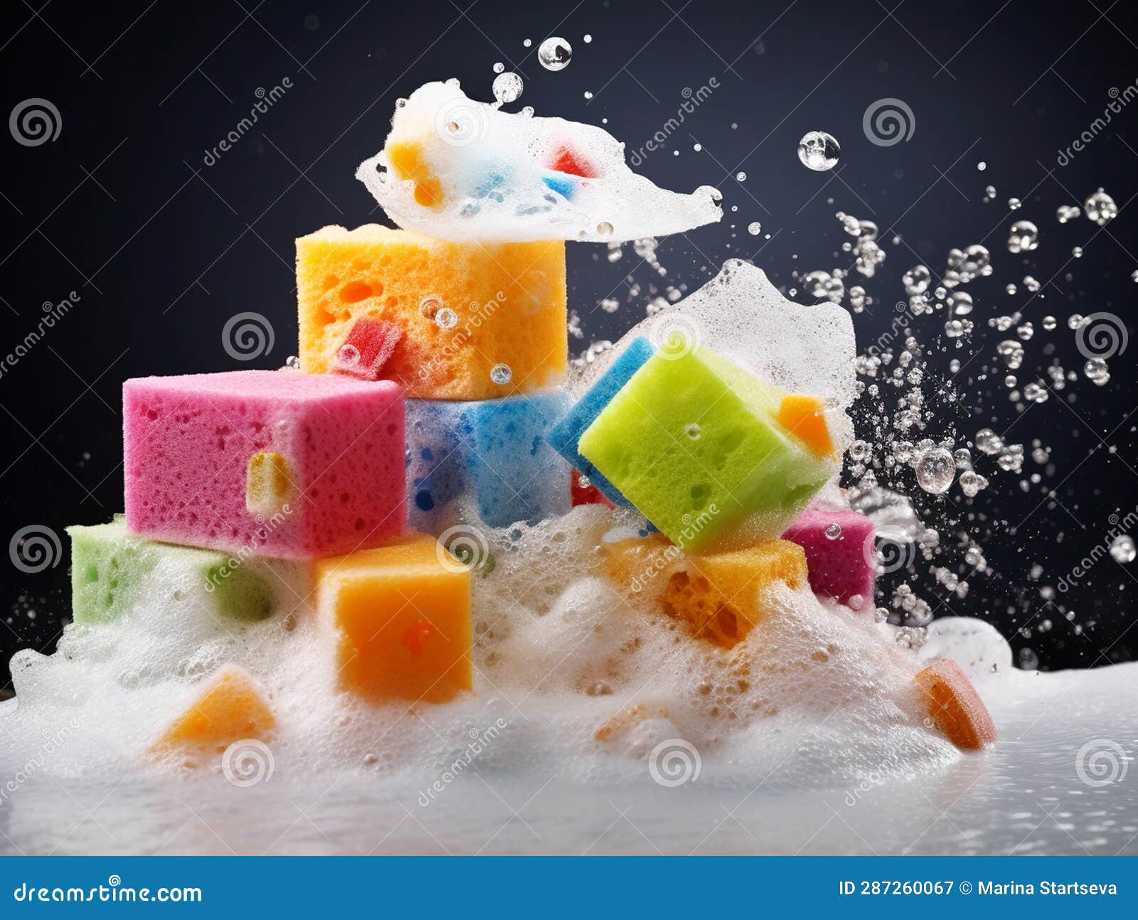 Multicolored Foam Square Sponges for Washing Dishes Stock Illustration ...