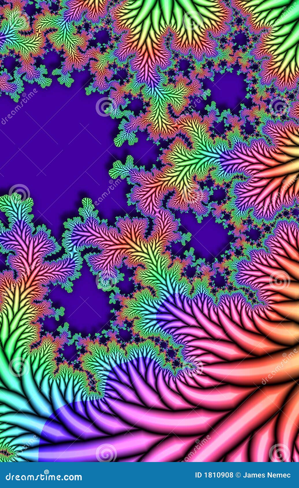 Multicolored Fractal Leaves Stock Illustration - Illustration of ...