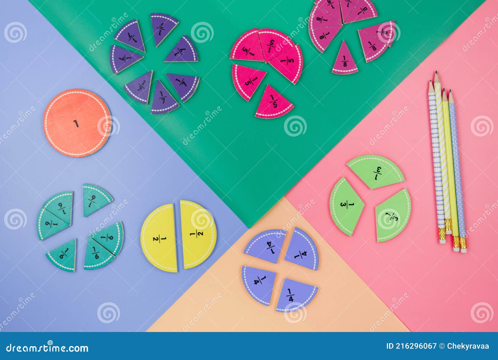 Multicolored Fractions on Bright Background. Interesting Math for Kids ...