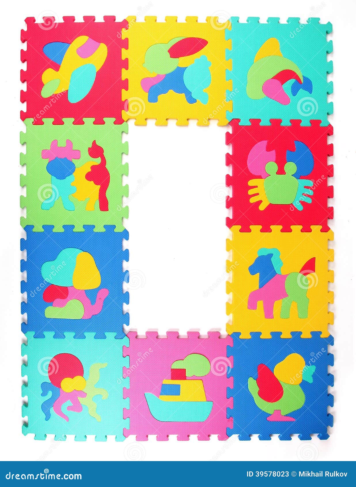 Multicolored Frame of Foam Puzzle Stock Image - Image of frame ...