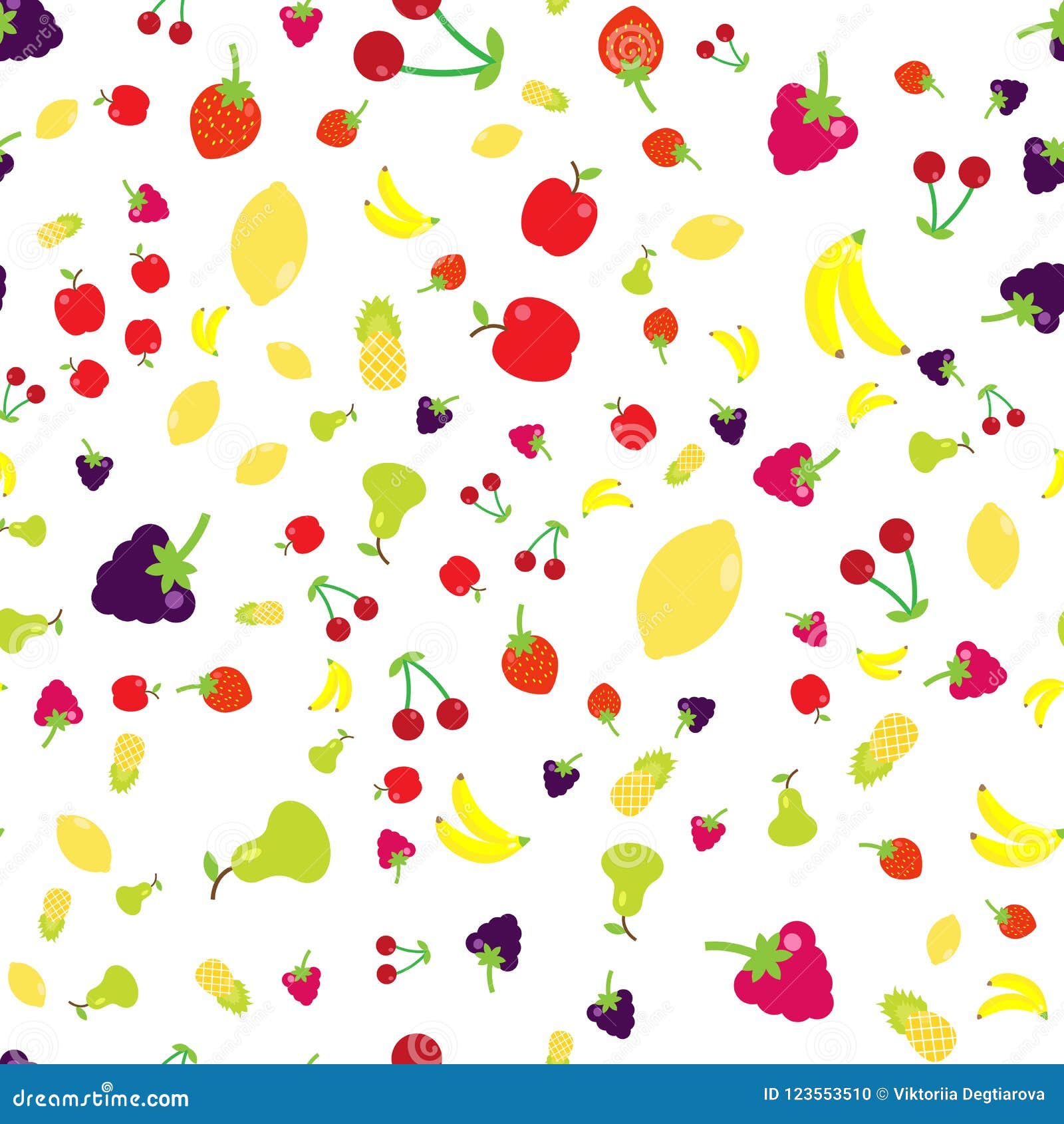 Multicolored Fruits in the Style of Flat in a Random Stock Vector ...