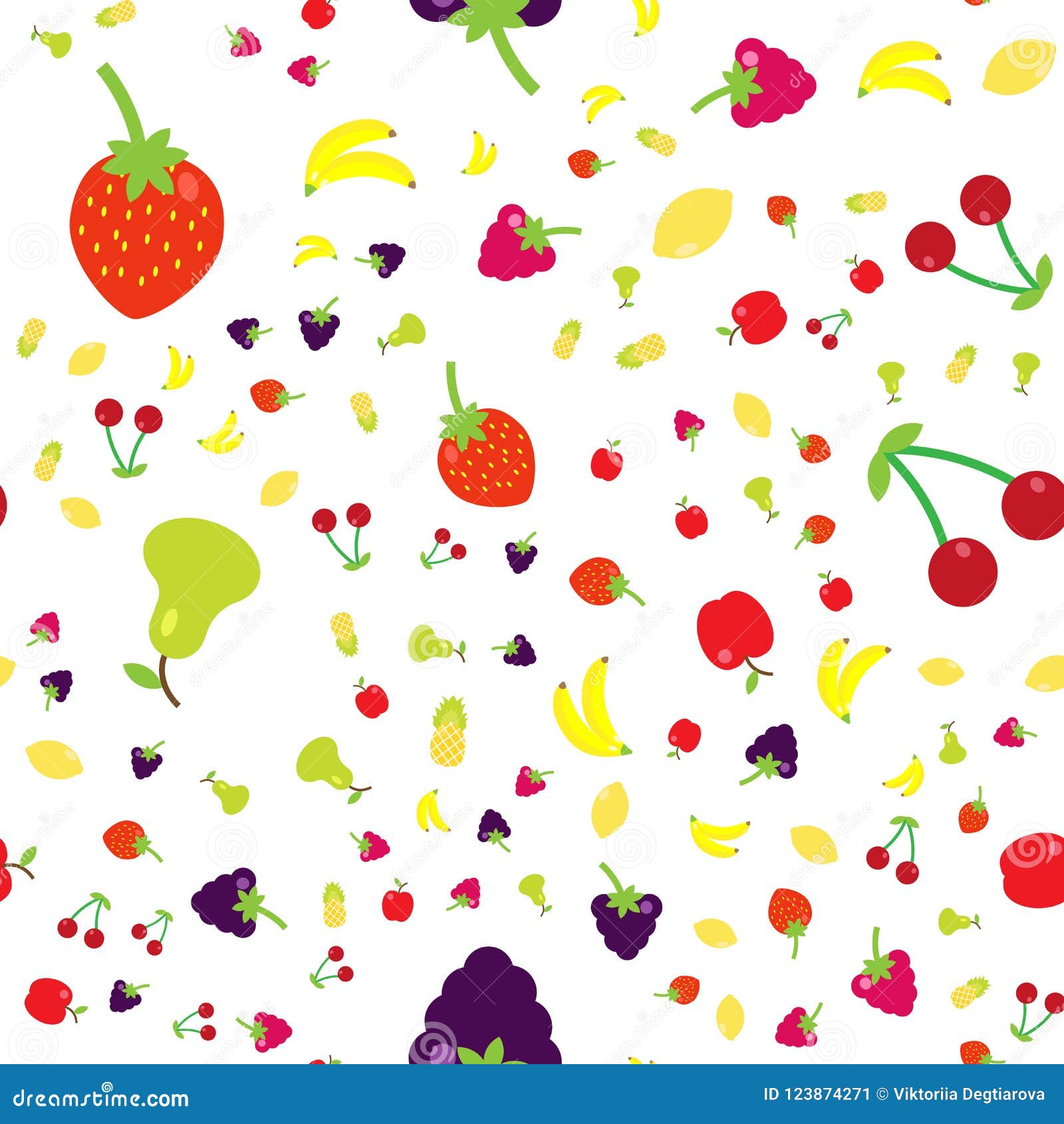 Multicolored Fruits in the Style of Flat in a Random Stock Vector ...