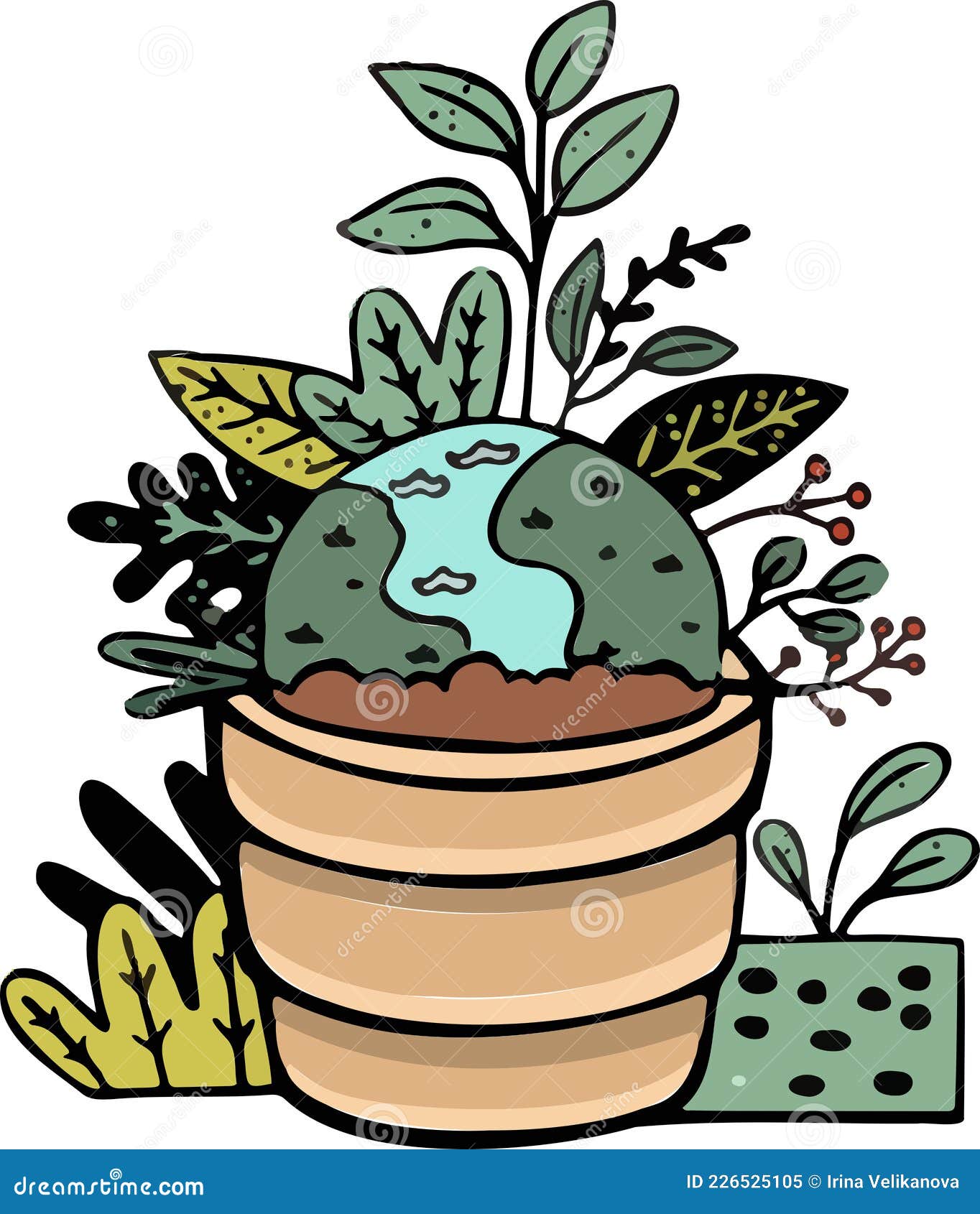 Multicolored Funny Childrens Drawings about Ecology Illustration Stock ...