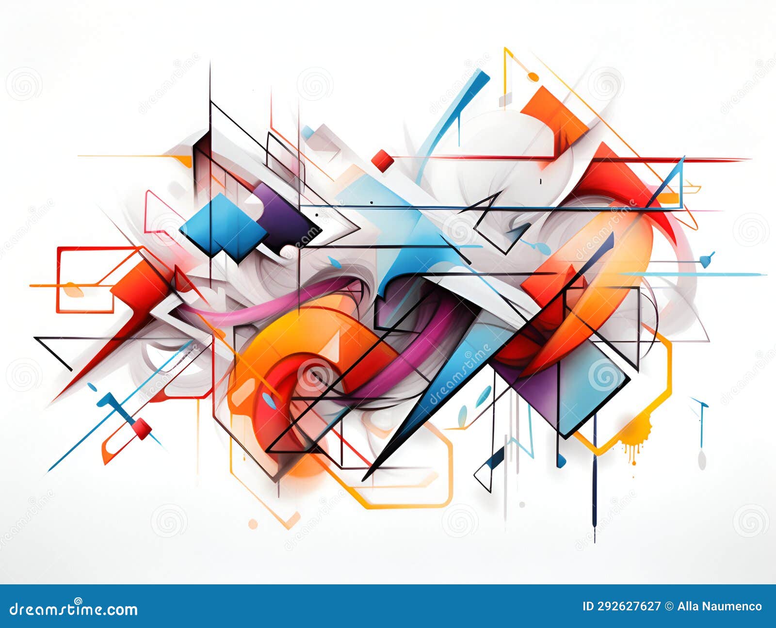 Multicolored Geometric Linear Combination on White Background Stock ...