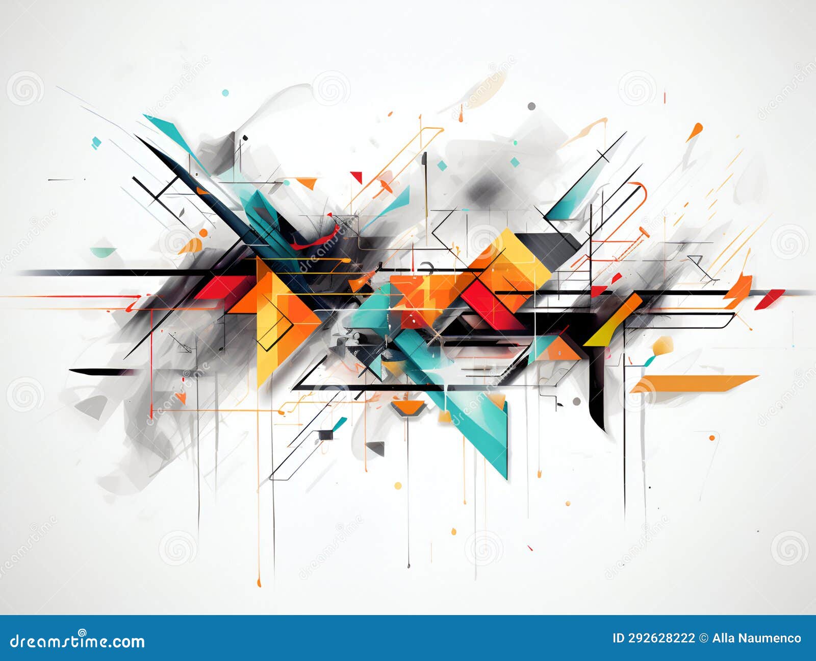 Multicolored Geometric Linear Combination on White Background Stock ...