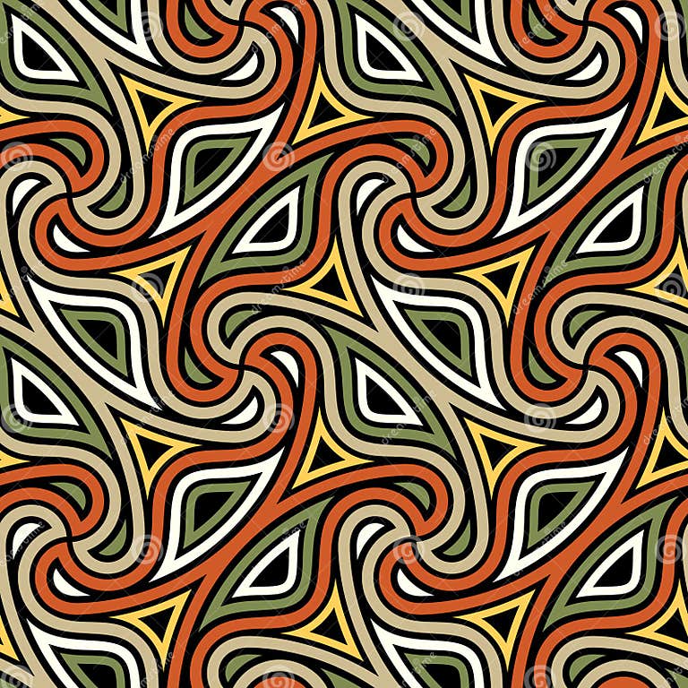 Multicolored Geometric Pattern with an Intricate Design of Interlocking ...