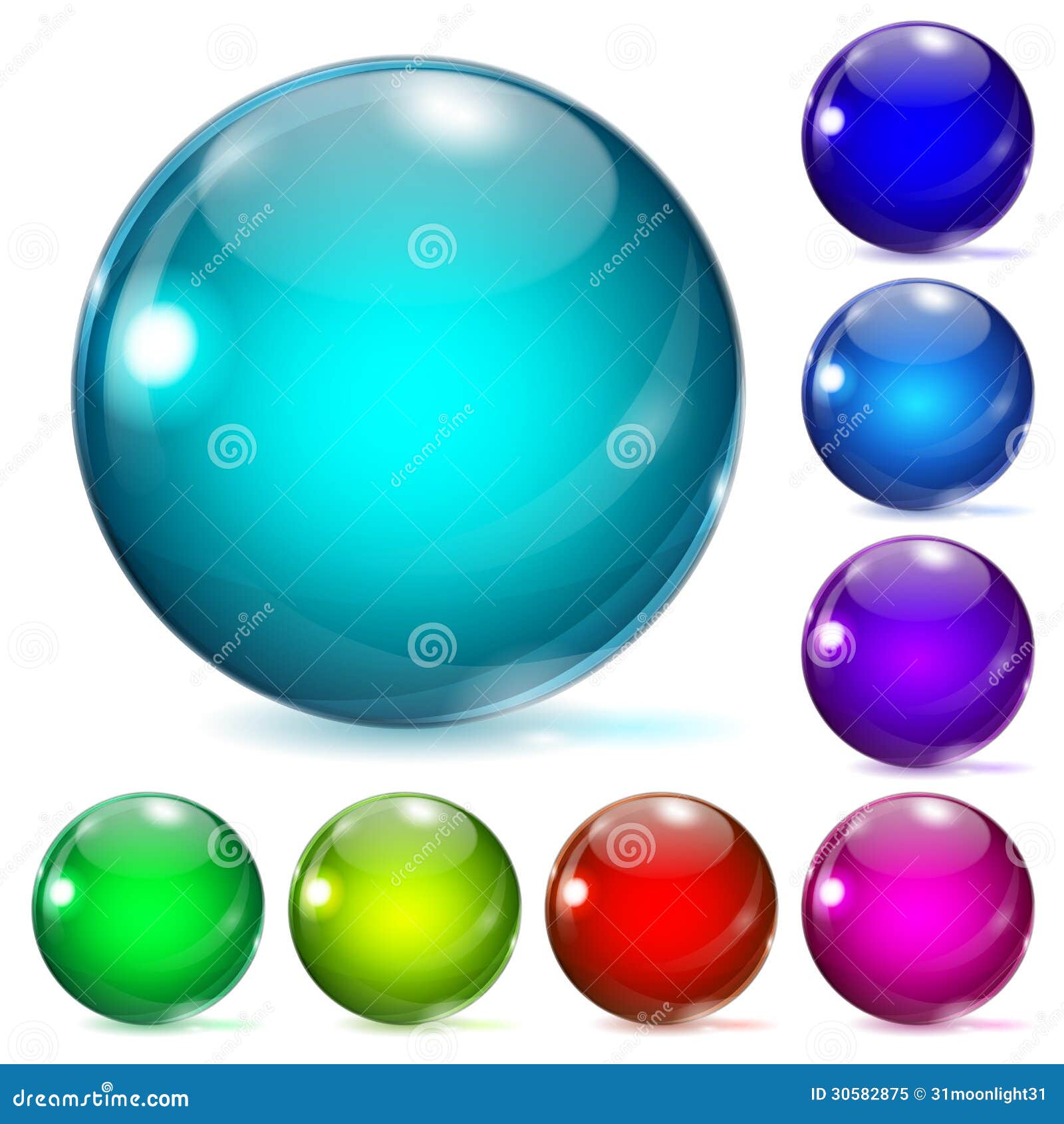 Multicolored glass spheres stock vector. Illustration of shadow - 30582875
