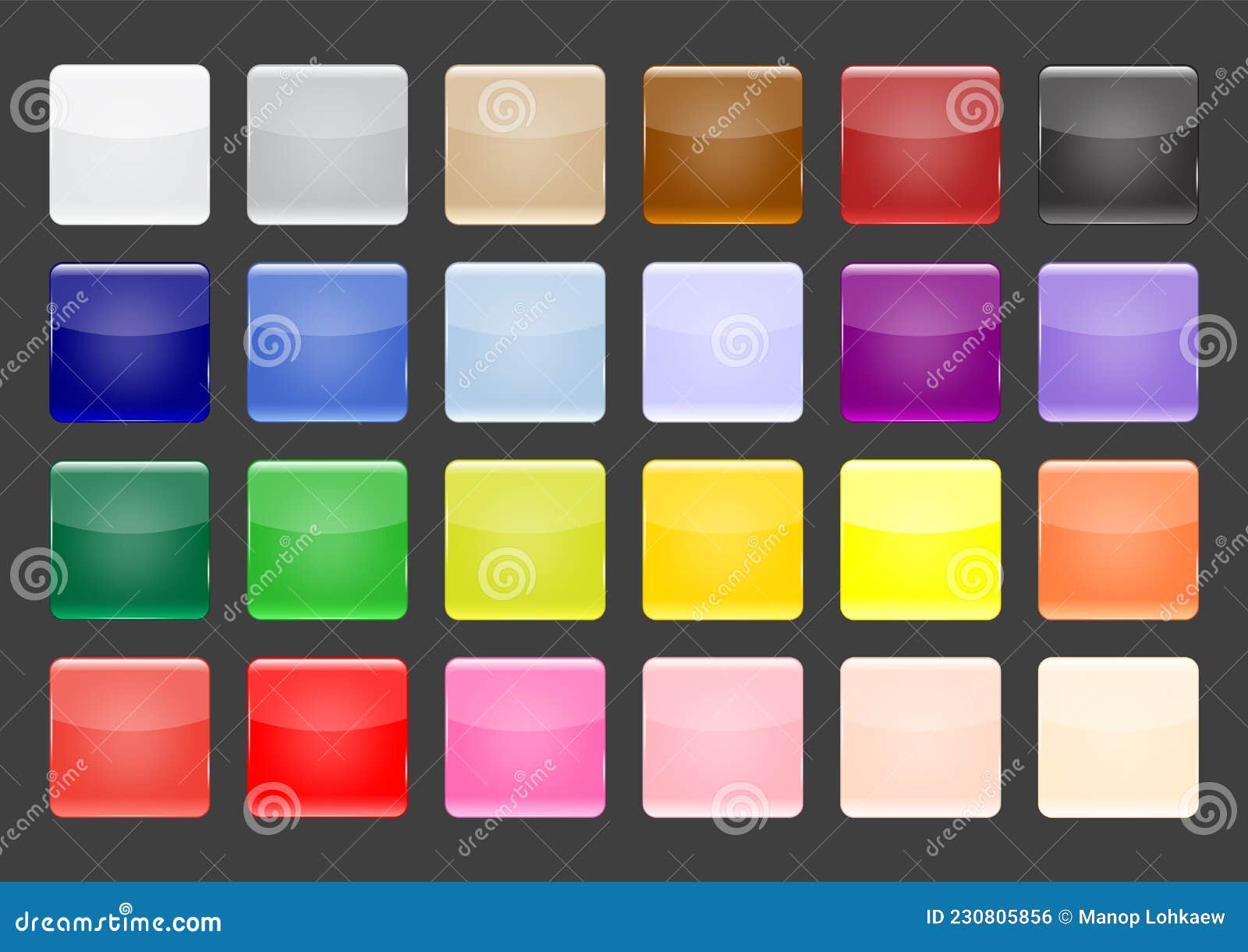 Multicolored Glossy Square Button Vector Illustration Stock Vector ...