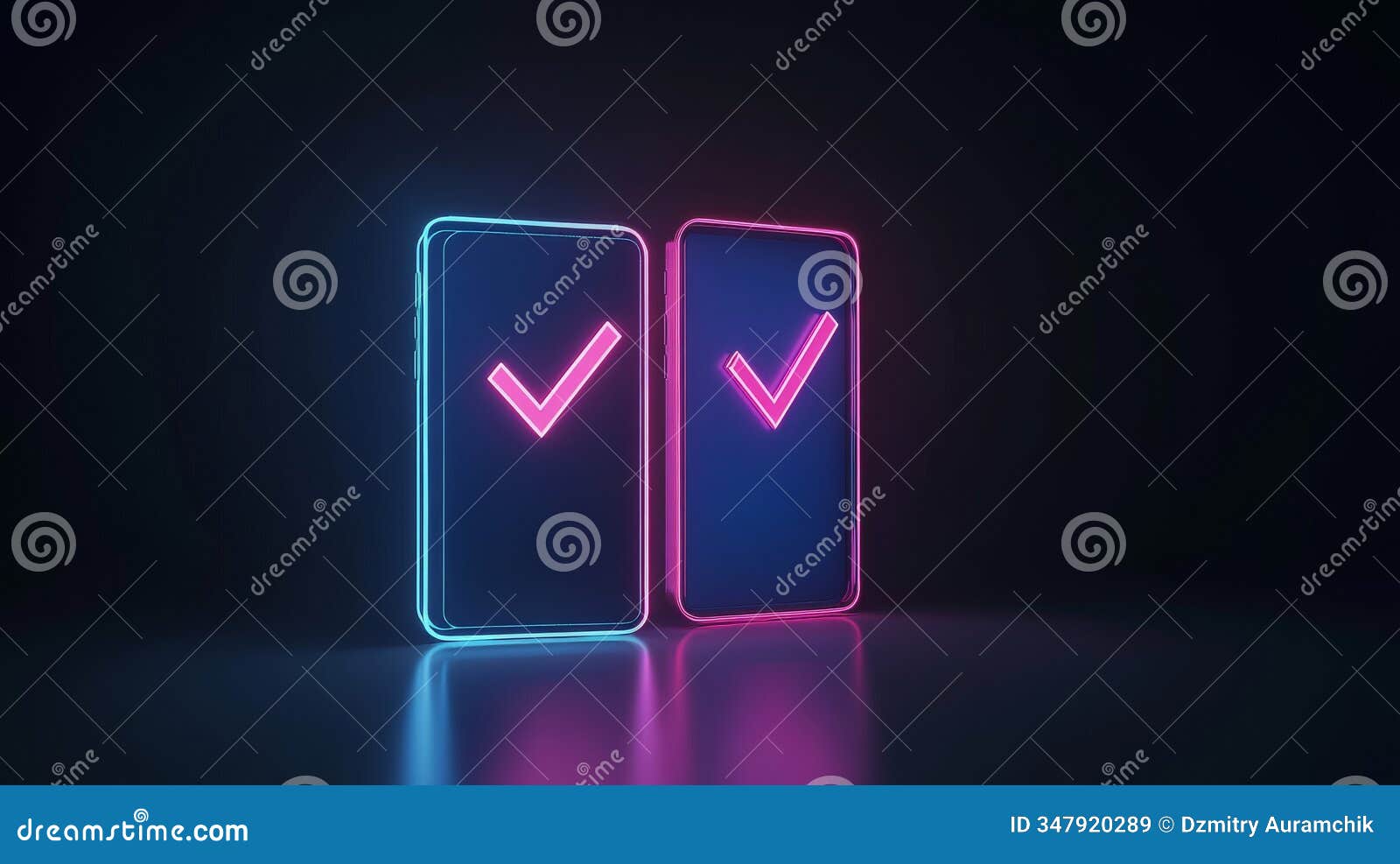 Multicolored Glowing Checkmarks Set Against a Dark Backdrop ...