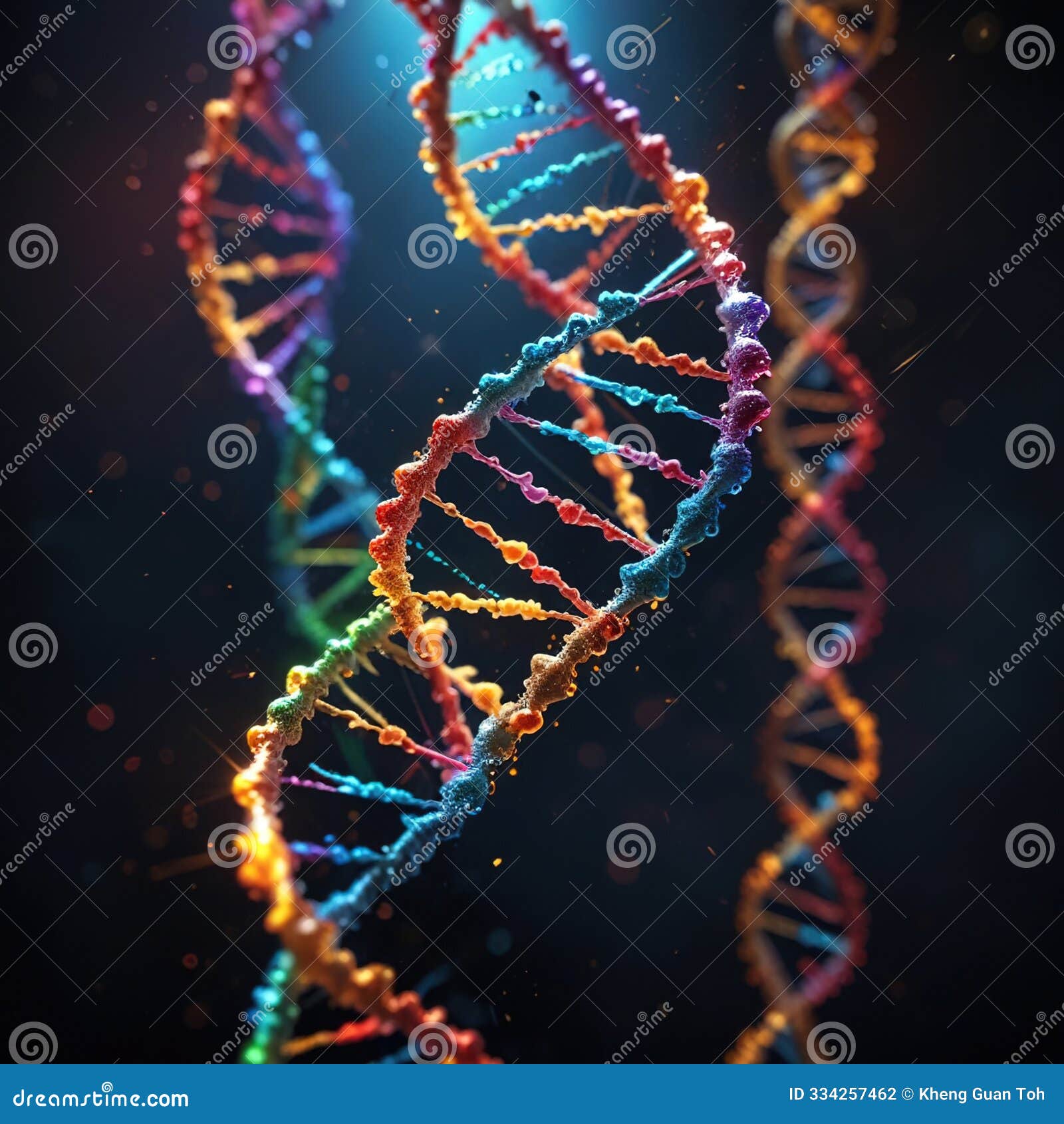 Multicolored Glowing Dna, Genetic Encoding Illustration Stock ...