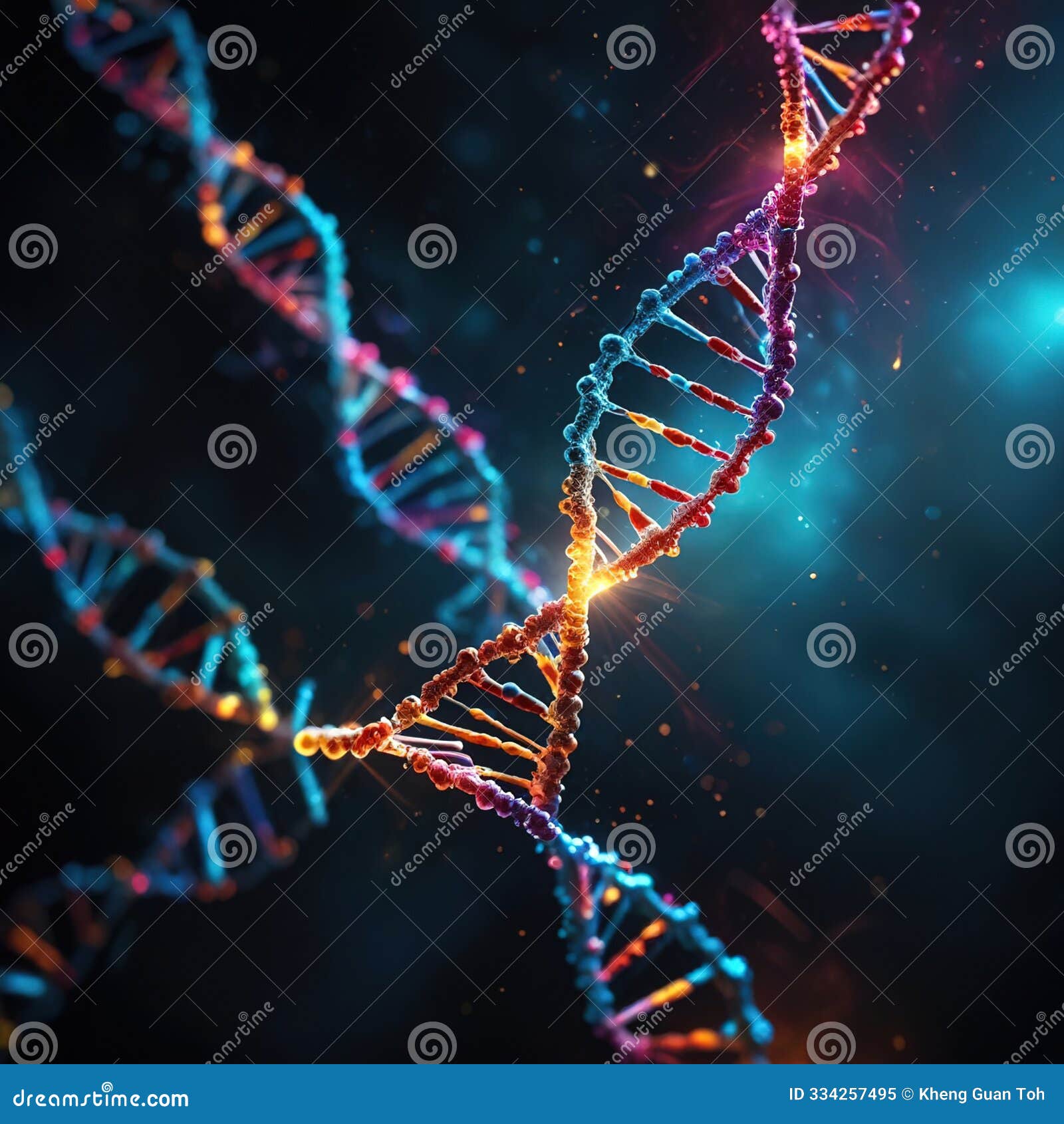 Multicolored Glowing Dna, Genetic Encoding Illustration Stock ...