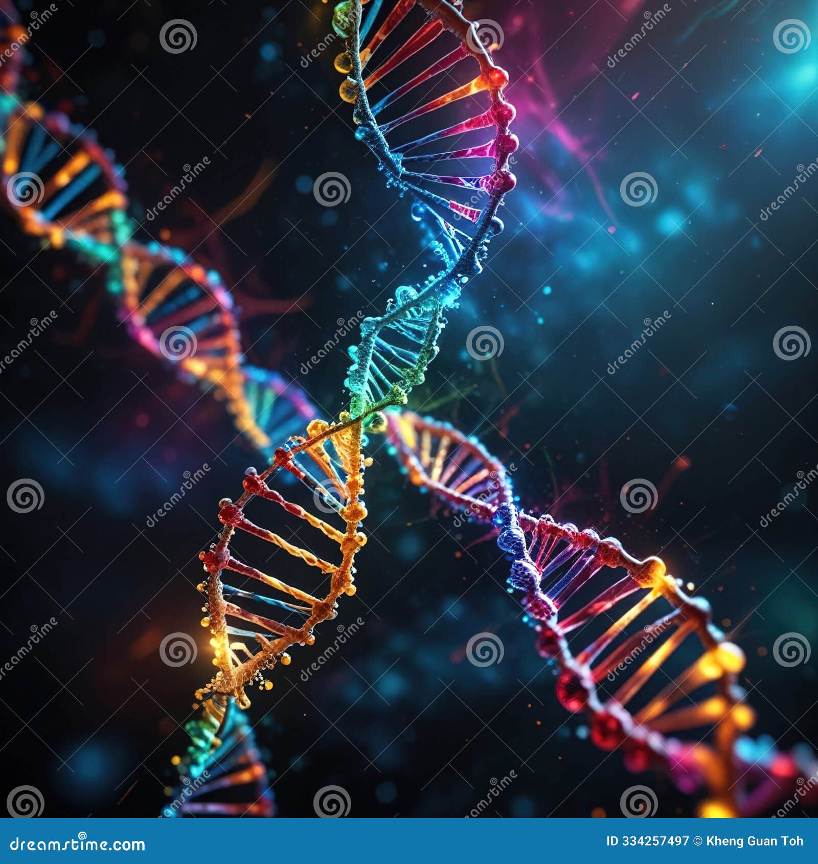 Multicolored Glowing Dna, Genetic Encoding Illustration Stock ...