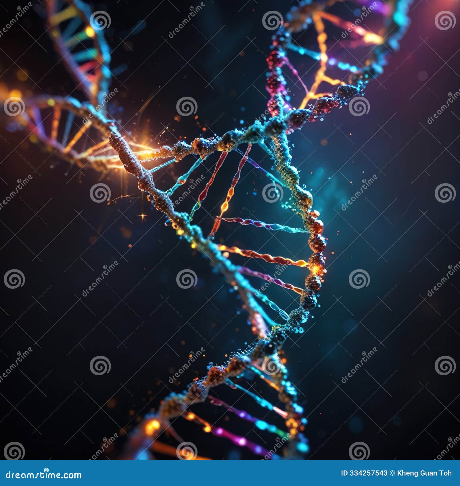 Multicolored Glowing Dna, Genetic Encoding Illustration Stock ...