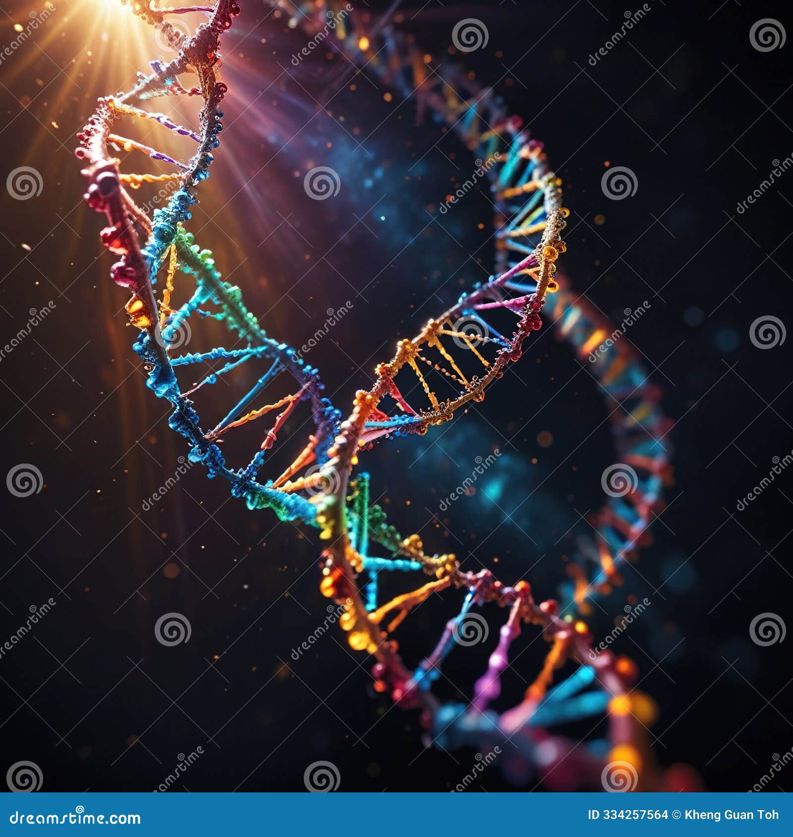 Multicolored Glowing Dna, Genetic Encoding Illustration Stock ...