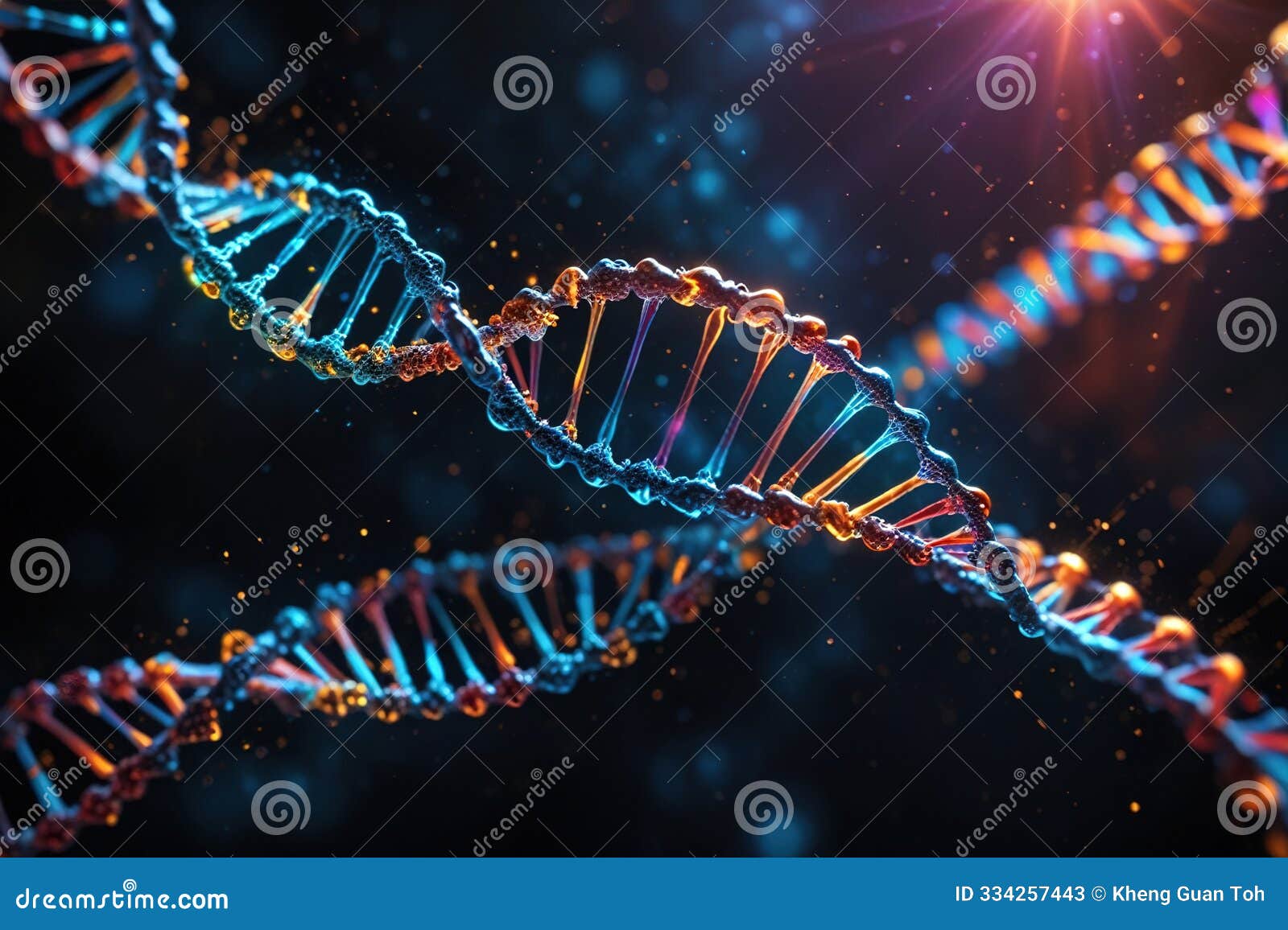 Multicolored Glowing Dna, Genetic Encoding Illustration Stock ...