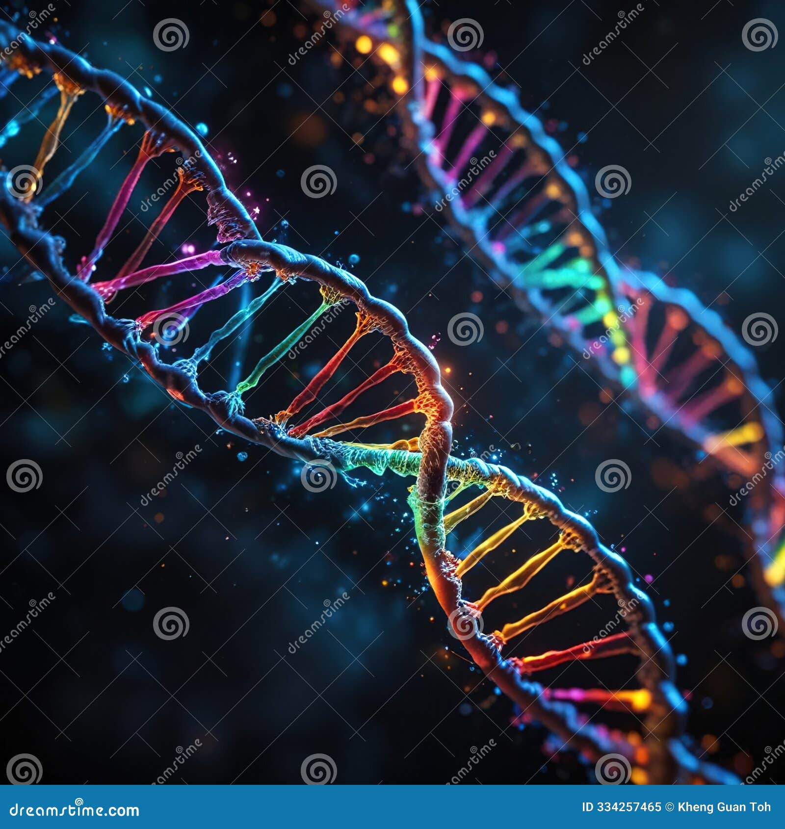 Multicolored Glowing Dna, Genetic Encoding Illustration Stock ...
