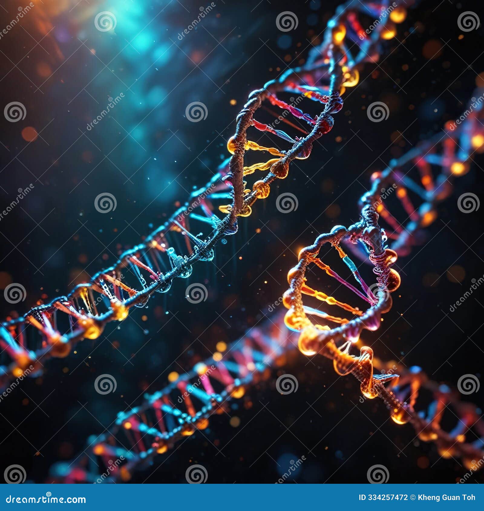 Multicolored Glowing Dna, Genetic Encoding Illustration Stock ...
