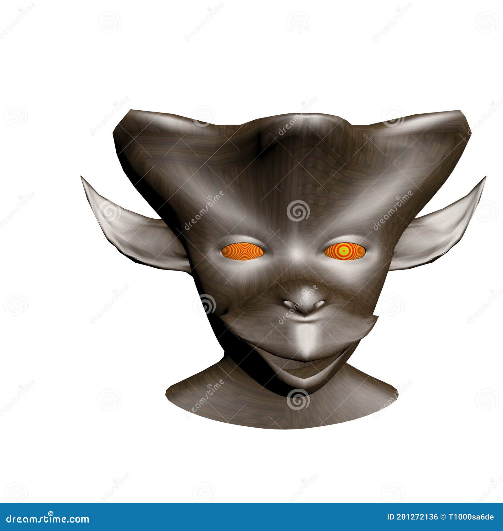 Goblin Head Side View Mascot Black And White Vector Illustration ...