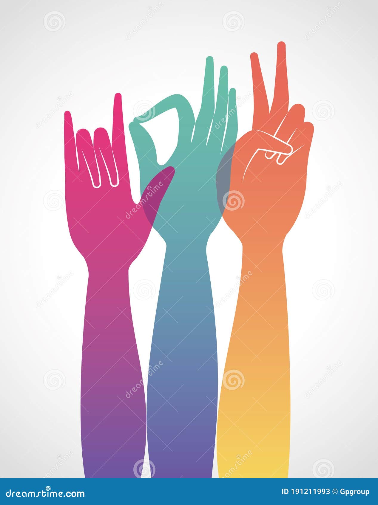Multicolored Gradient Hands Up Vector Design Stock Vector ...