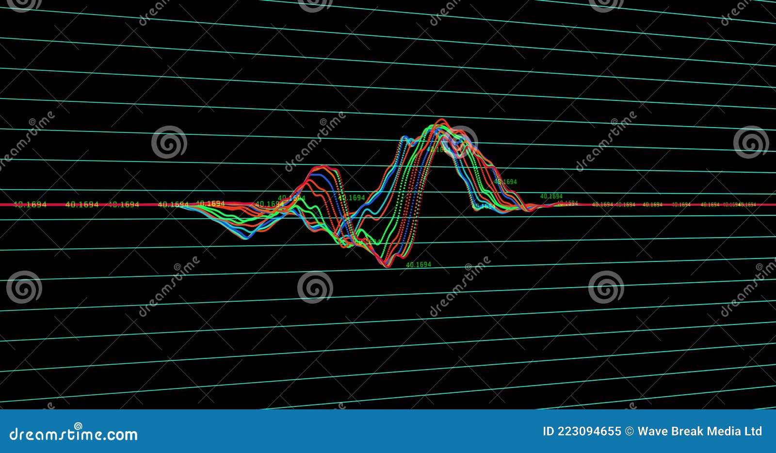 Multicolored Graph Moving Against Black Background Stock Illustration ...