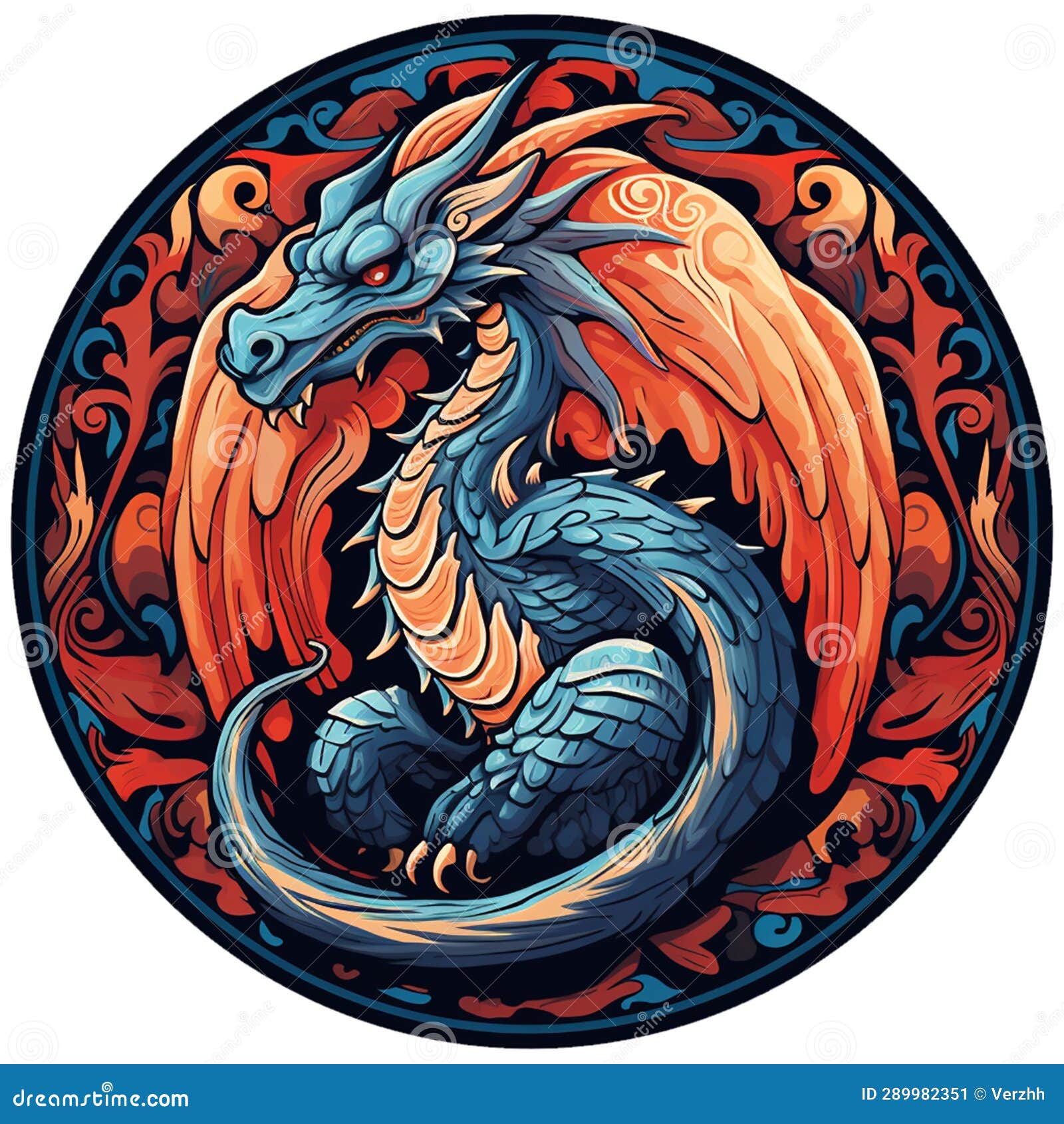 Graphic Logo of a Mesoamerican Dragon in a Circle 3 Stock Illustration ...