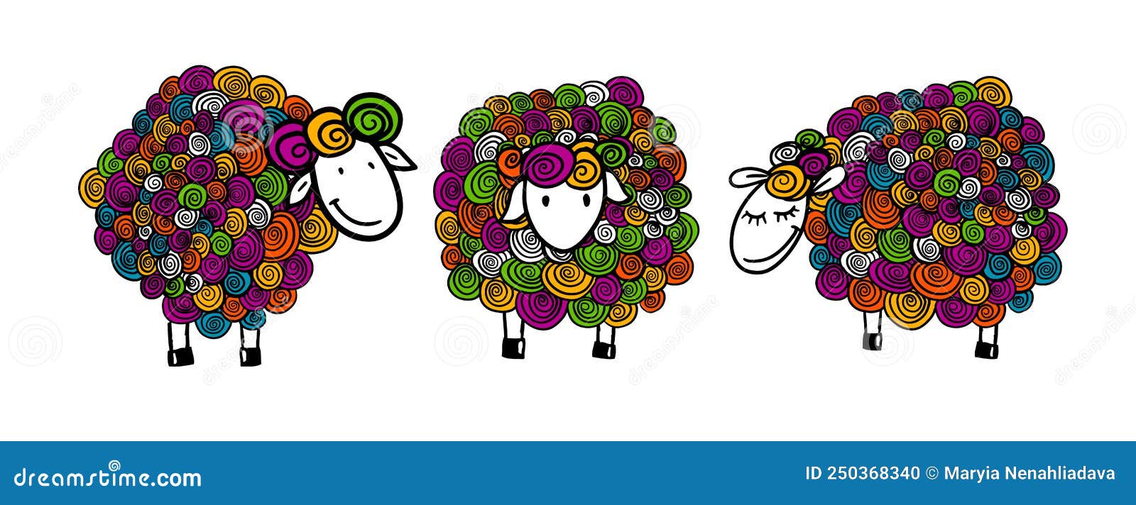 Multicolored Graphic Sheep. Vector Illustration Stock Illustration ...