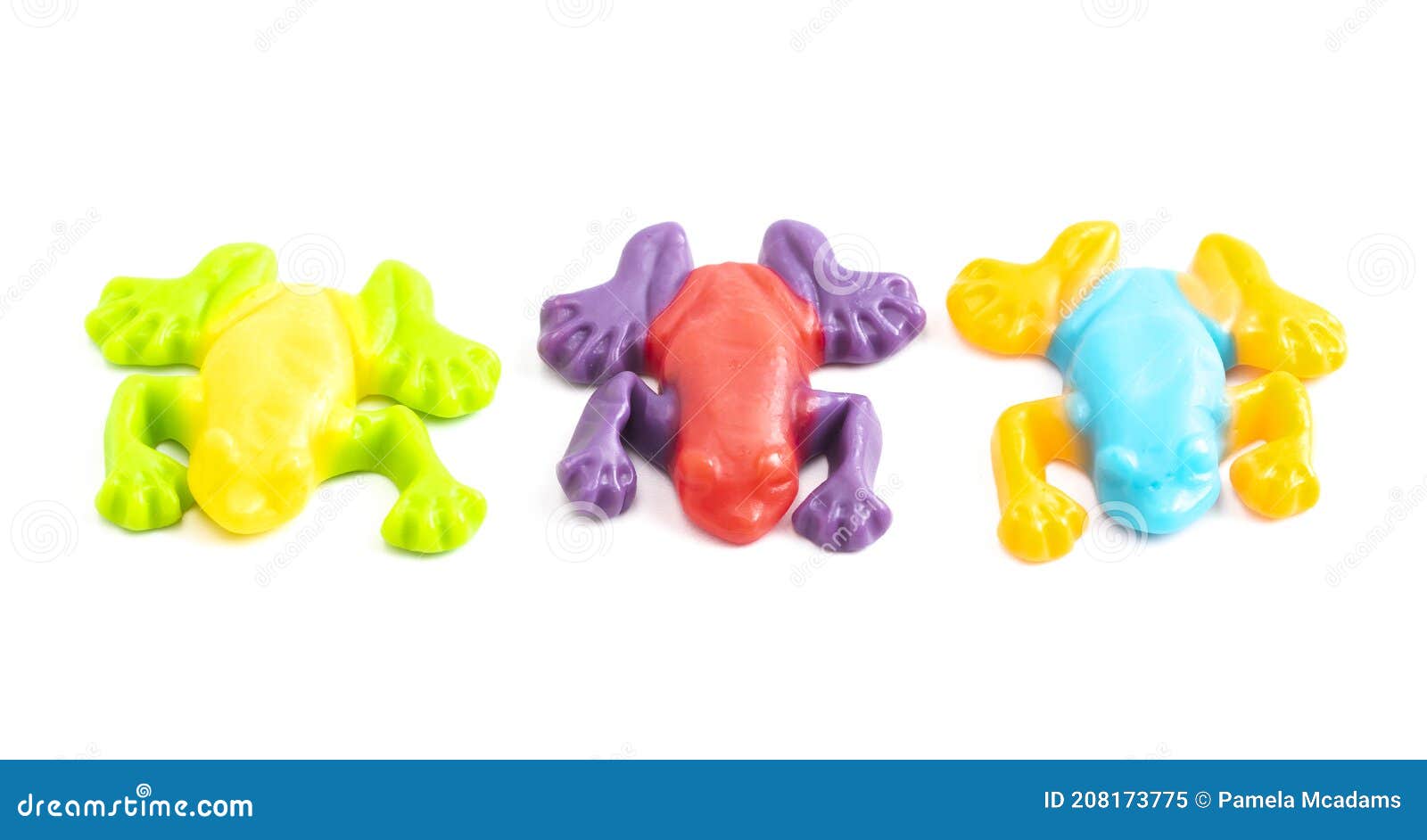 Multicolored Gummy Tree Frog Candies on a White Background Stock Image ...