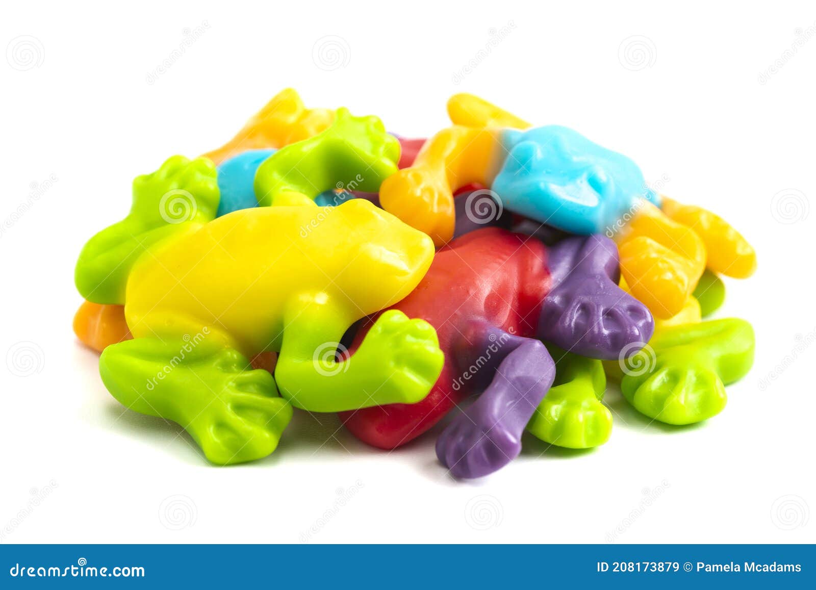 Multicolored Gummy Tree Frog Candies on a White Background Stock Image ...
