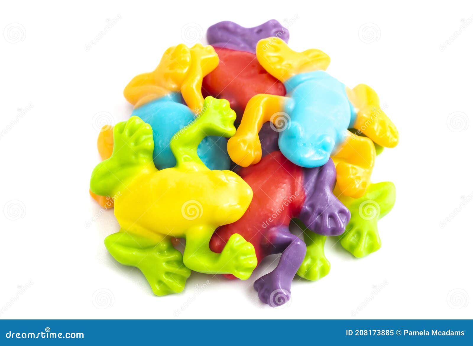 Multicolored Gummy Tree Frog Candies on a White Background Stock Image ...