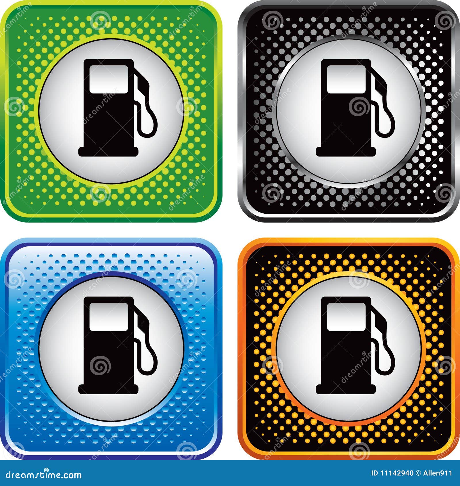 Multicolored Halftone Web Buttons of Gas Pumps Stock Vector ...