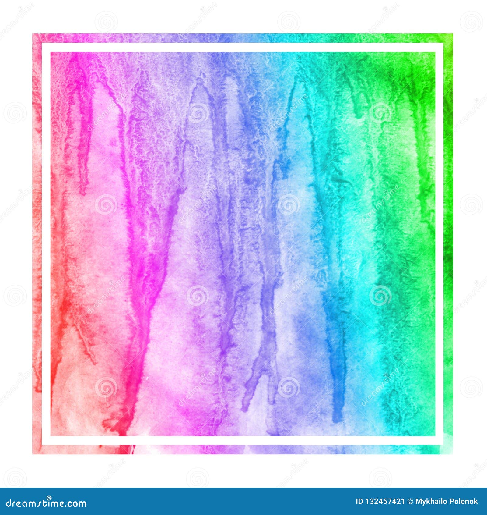 Multicolored Hand Drawn Watercolor Rectangular Frame Background Texture ...