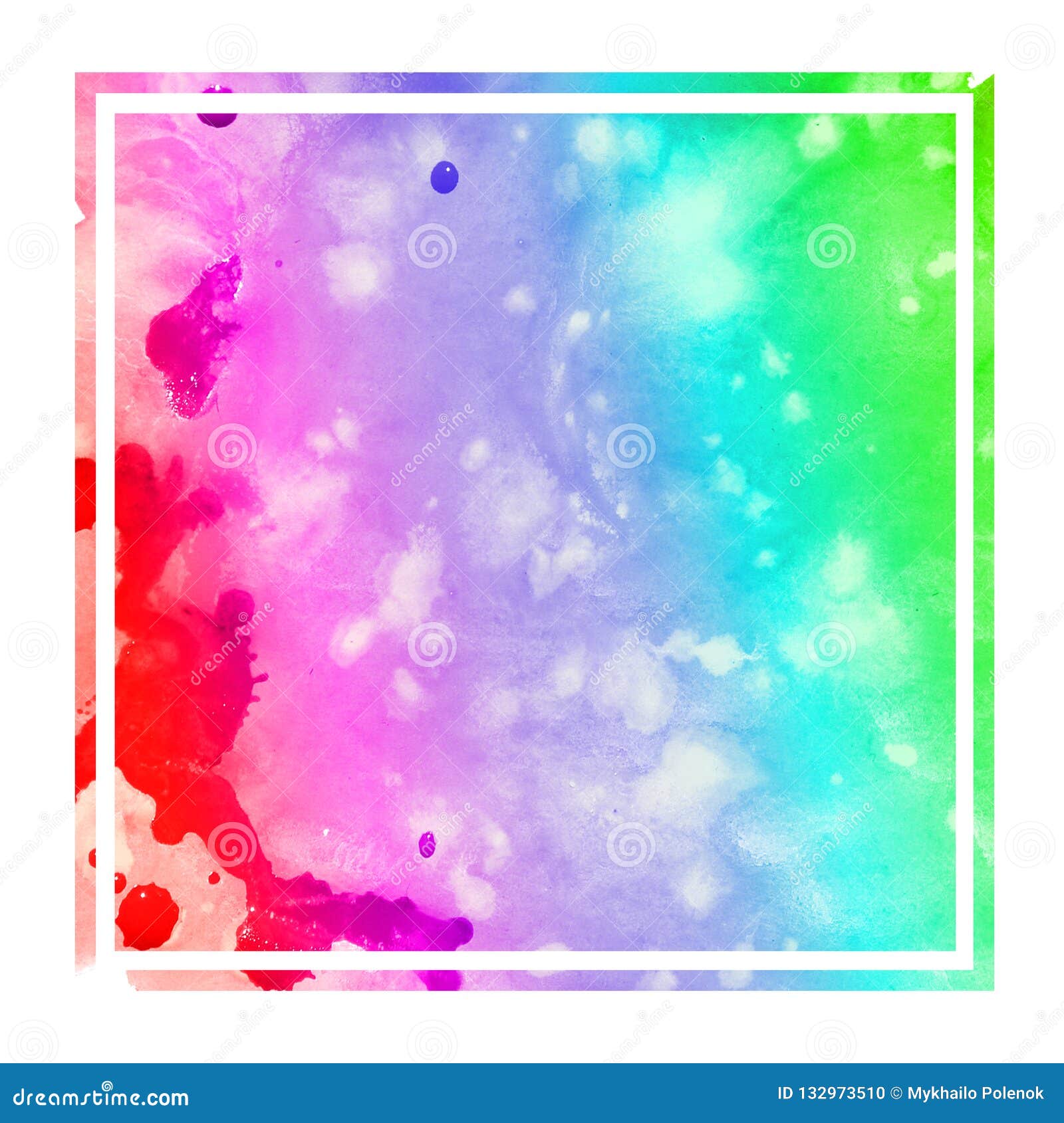 Multicolored Hand Drawn Watercolor Rectangular Frame Background Texture ...