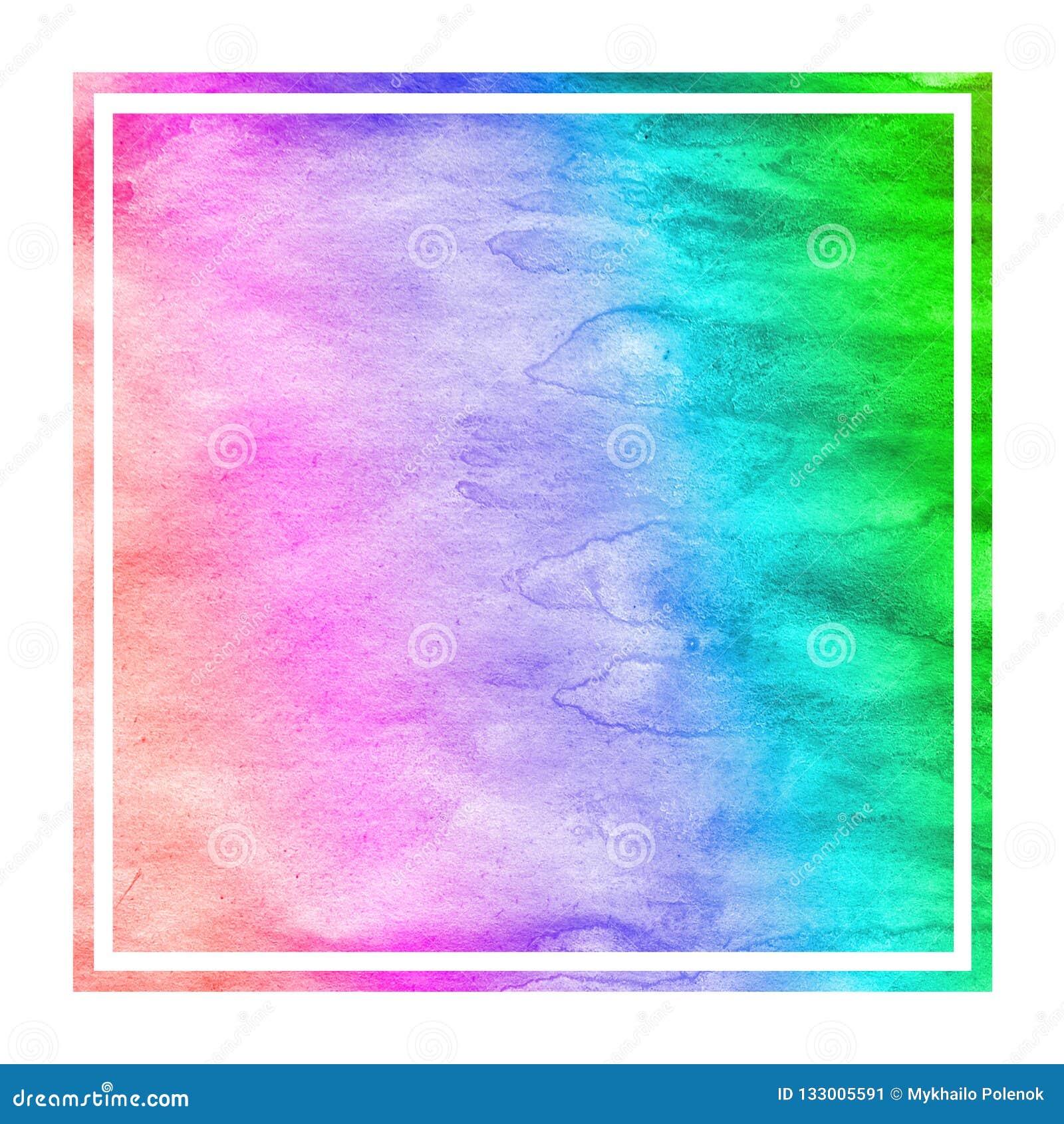 Multicolored Hand Drawn Watercolor Rectangular Frame Background Texture ...