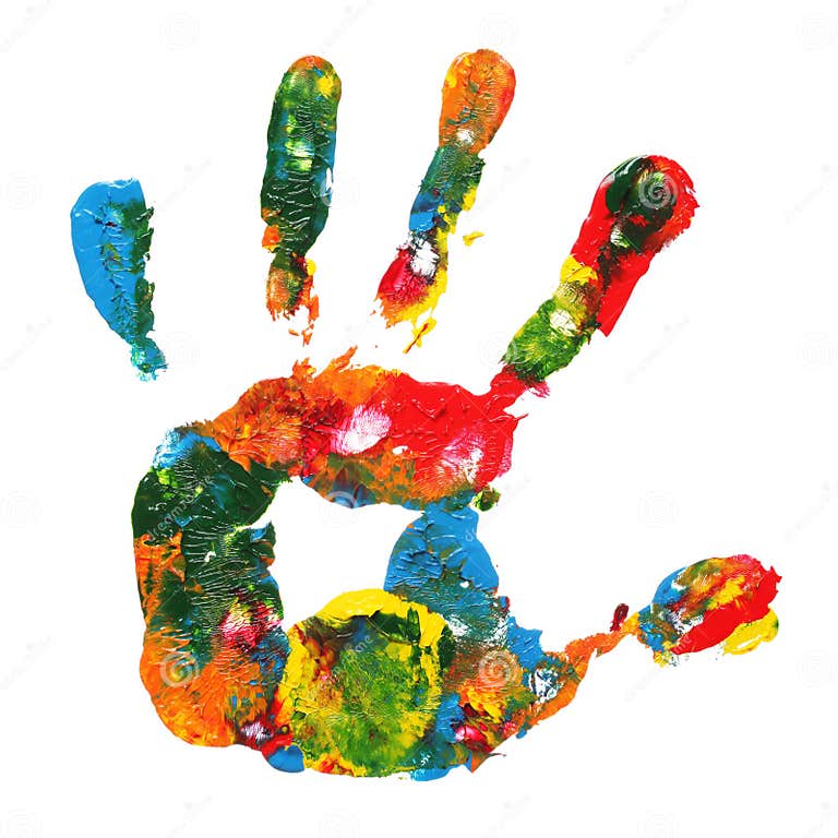 Multicolored hand print stock illustration. Illustration of play - 8481127