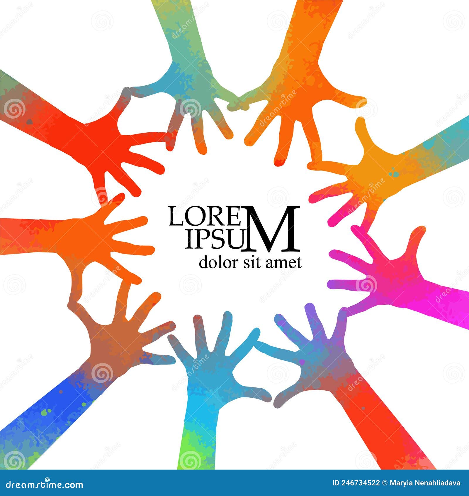 Multicolored Hands Around. Frame from Rainbow Hands. Vector ...