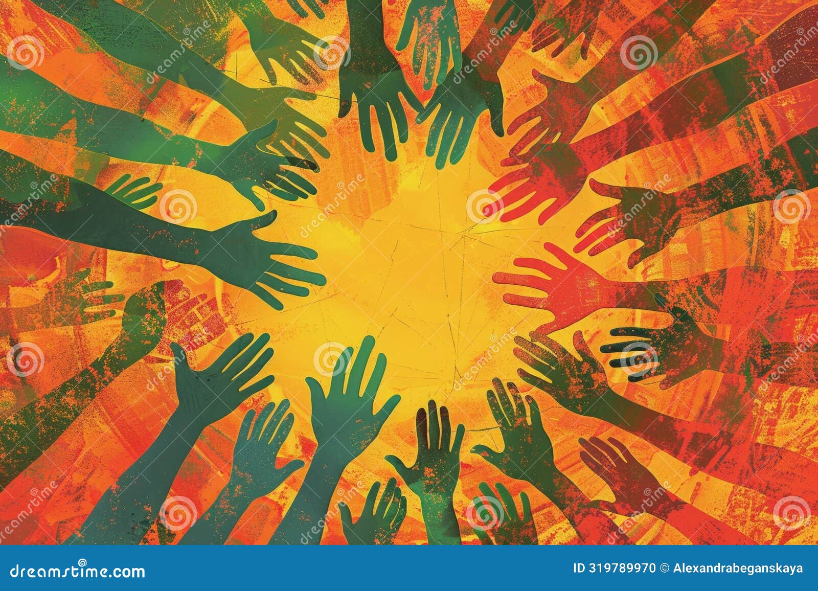 Multicolored Hands on Vibrant Background Showing Unity and Diversity ...