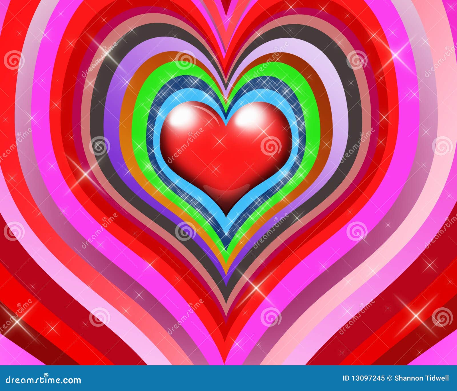 Multicolored Hearts with Stars Stock Illustration - Illustration of ...