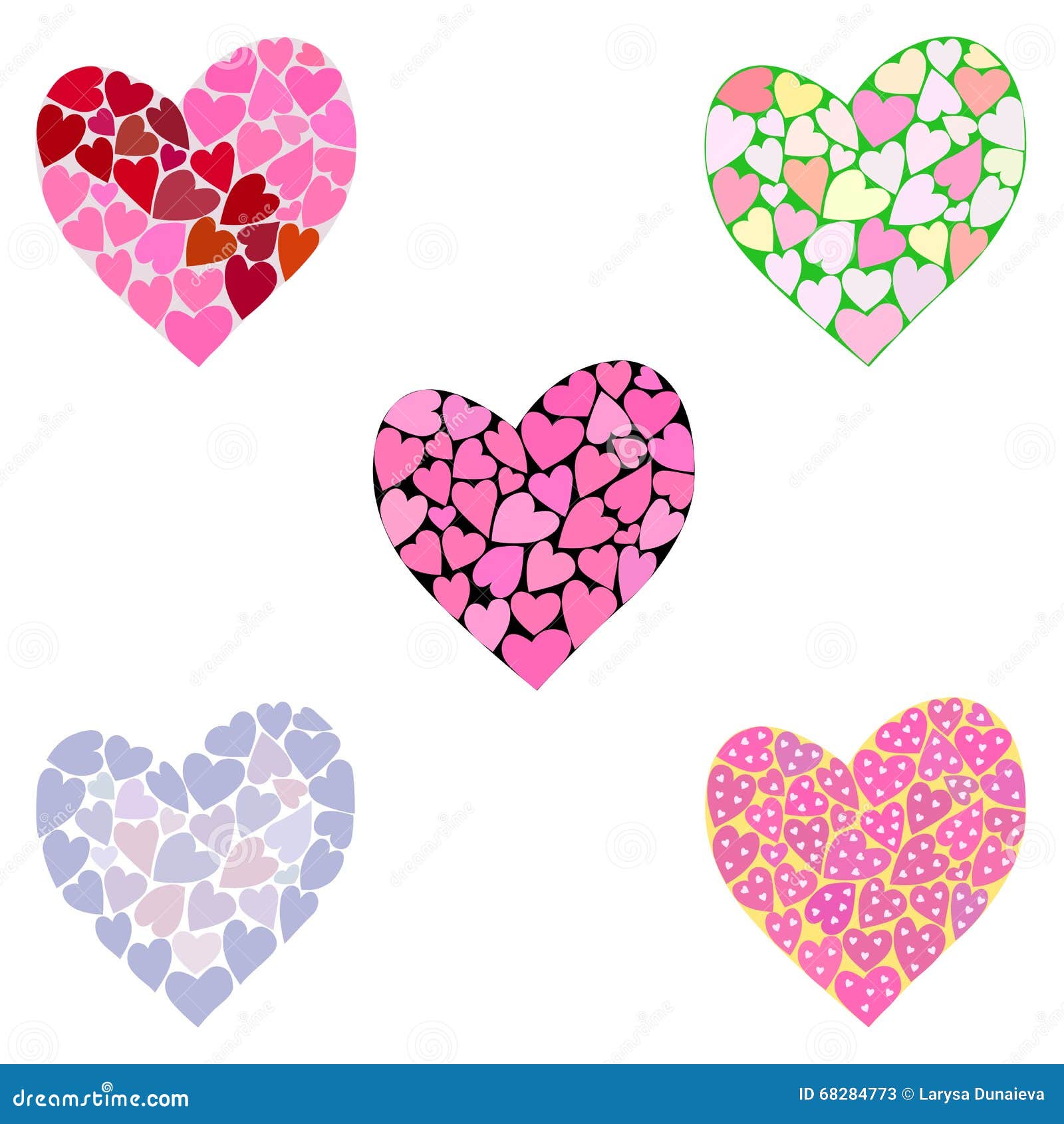 Multicolored hearts stock vector. Illustration of emblem - 68284773
