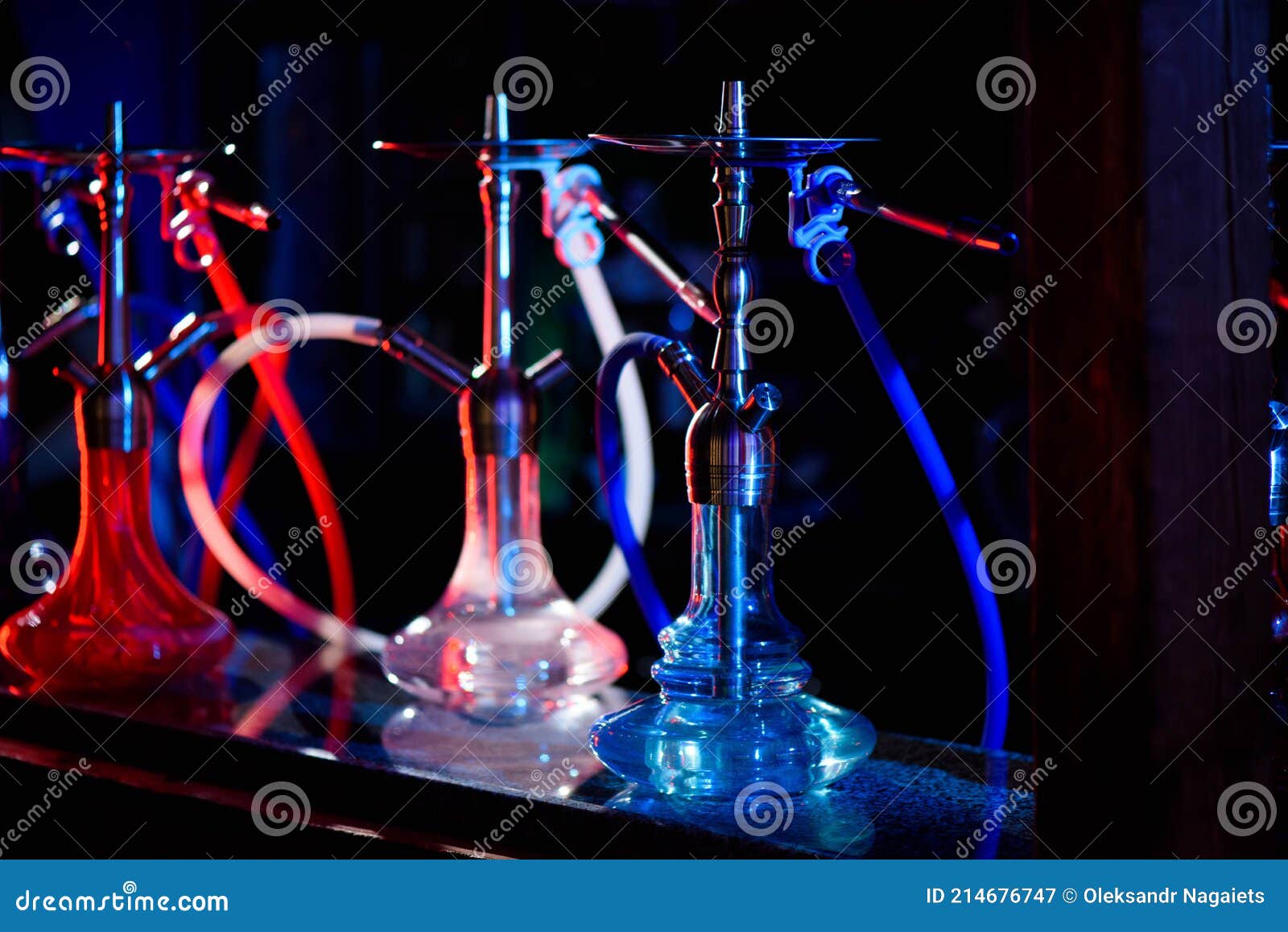 Multicolored Hookah in the Restaurant. Hookah Elements on the ...