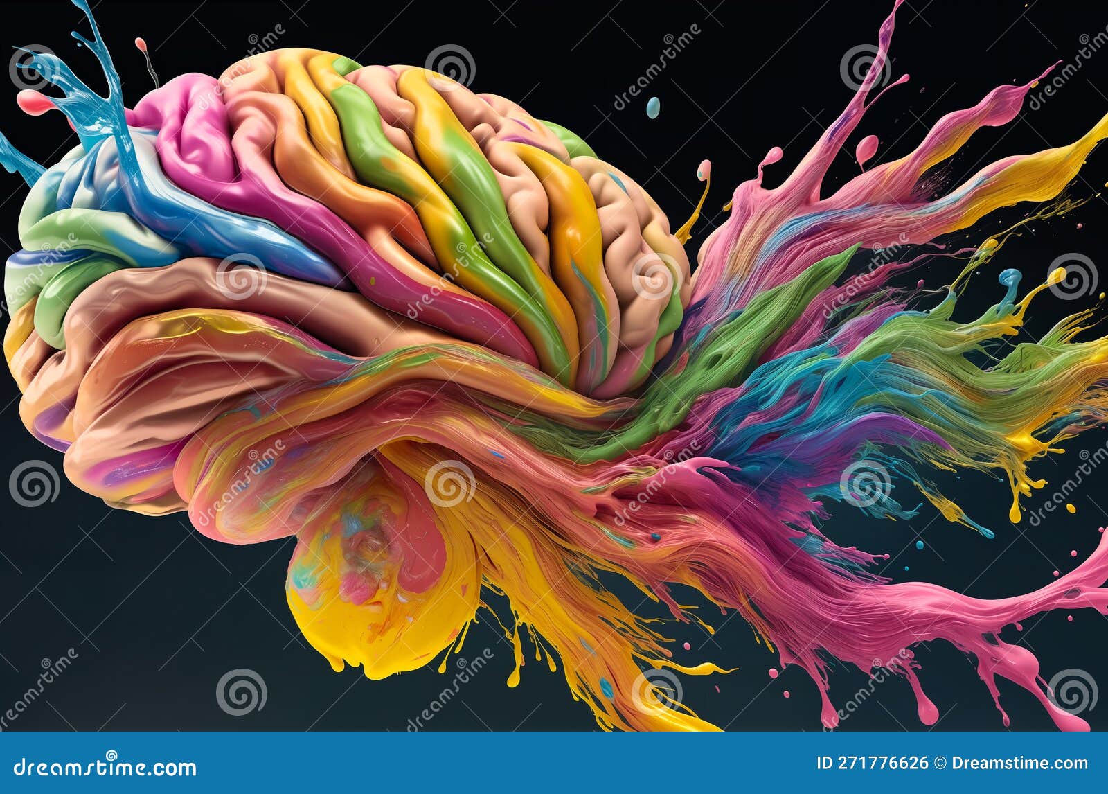 Multicolored Human Brain Exploding with Colors. Brain Creativity ...