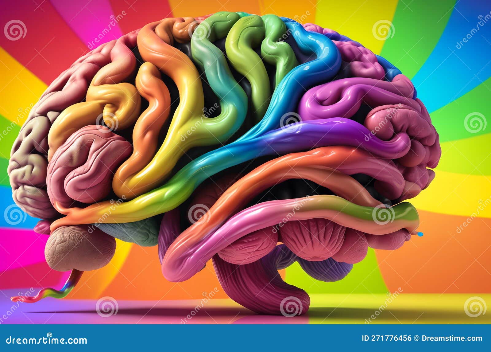 Multicolored Human Brain on a Rainbow Background. Brain Creativity ...