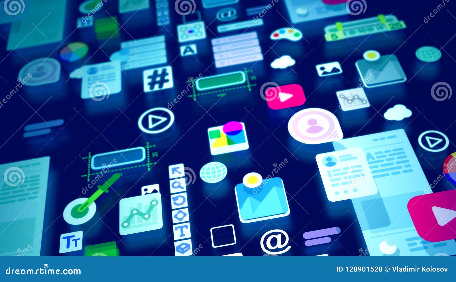 Multicolored Image of Colorful Interface Icons Stock Illustration ...
