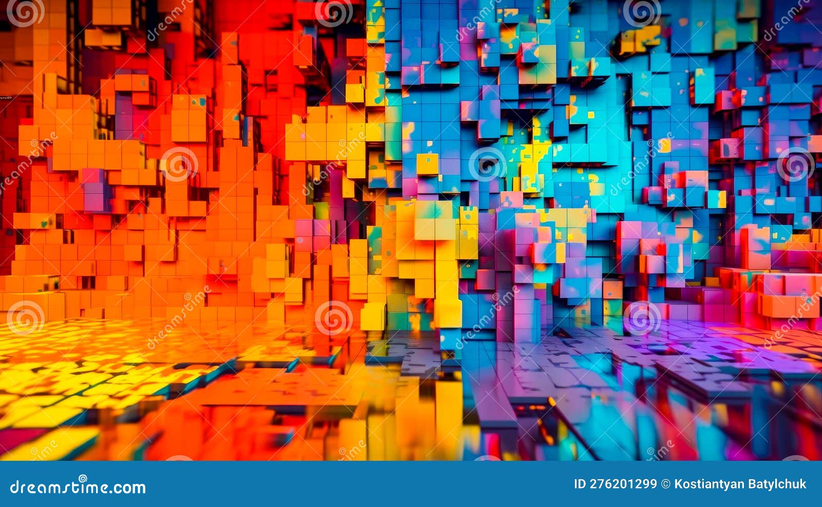 Multicolored Image of Room with Lot of Cubes. Generative AI Stock ...